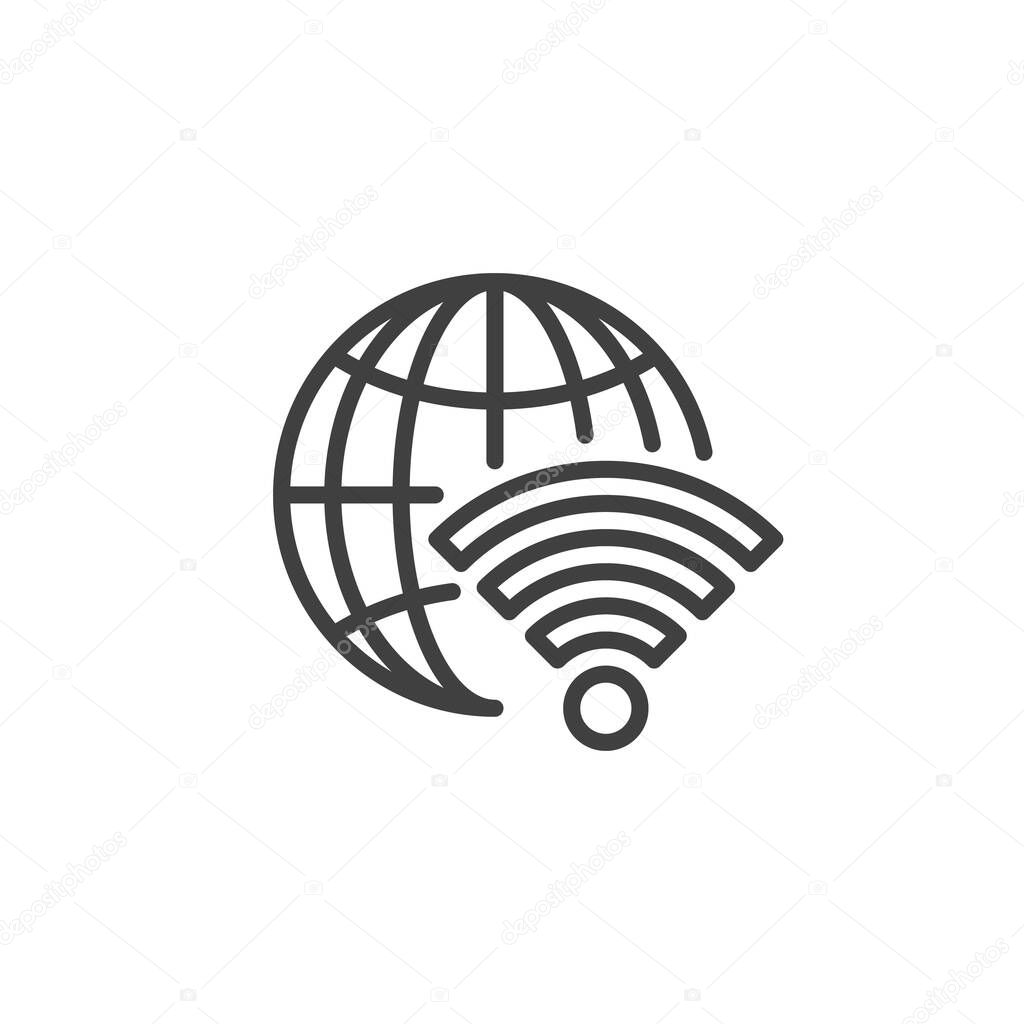 Icono de línea global de Internet. signo de estilo lineal para el ...