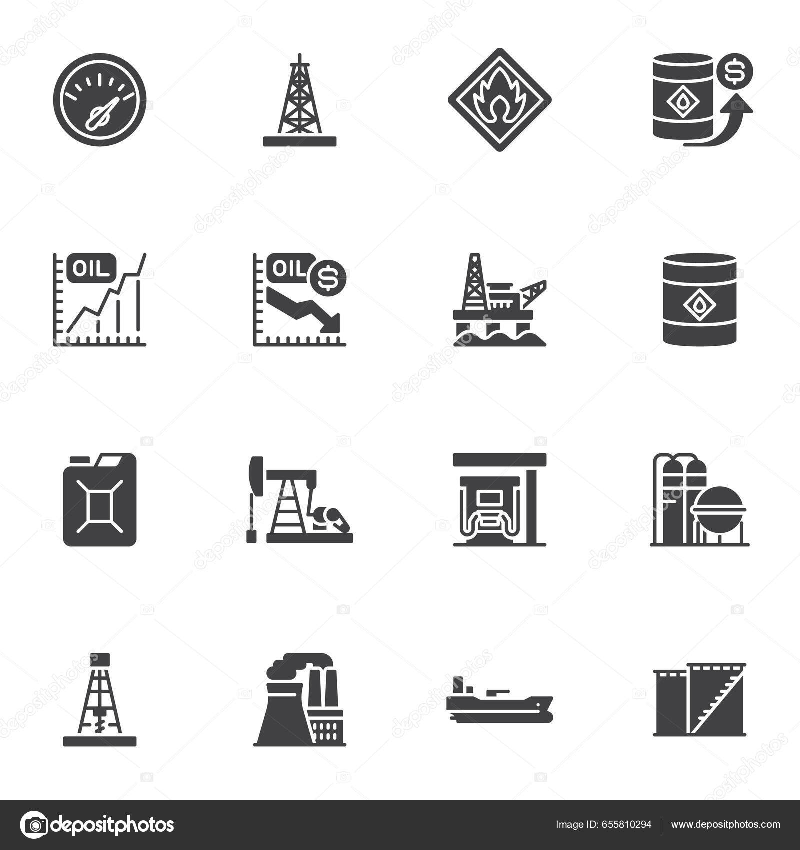 Oil Industry Vector Icons Set Modern Solid Symbol Collection Filled ...