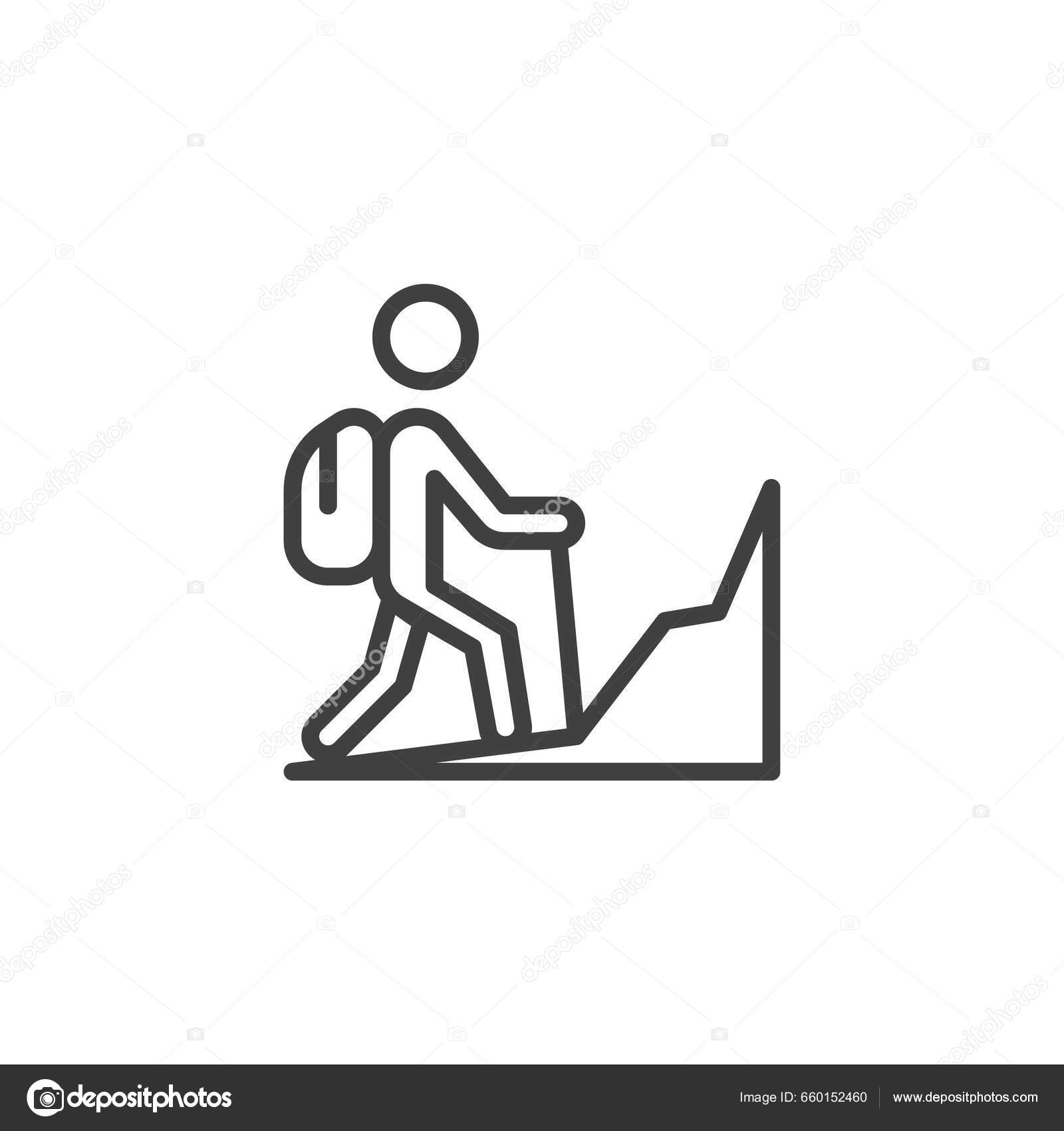 Hiking Climbing Line Icon Linear Style Sign Mobile Concept Web Stock ...