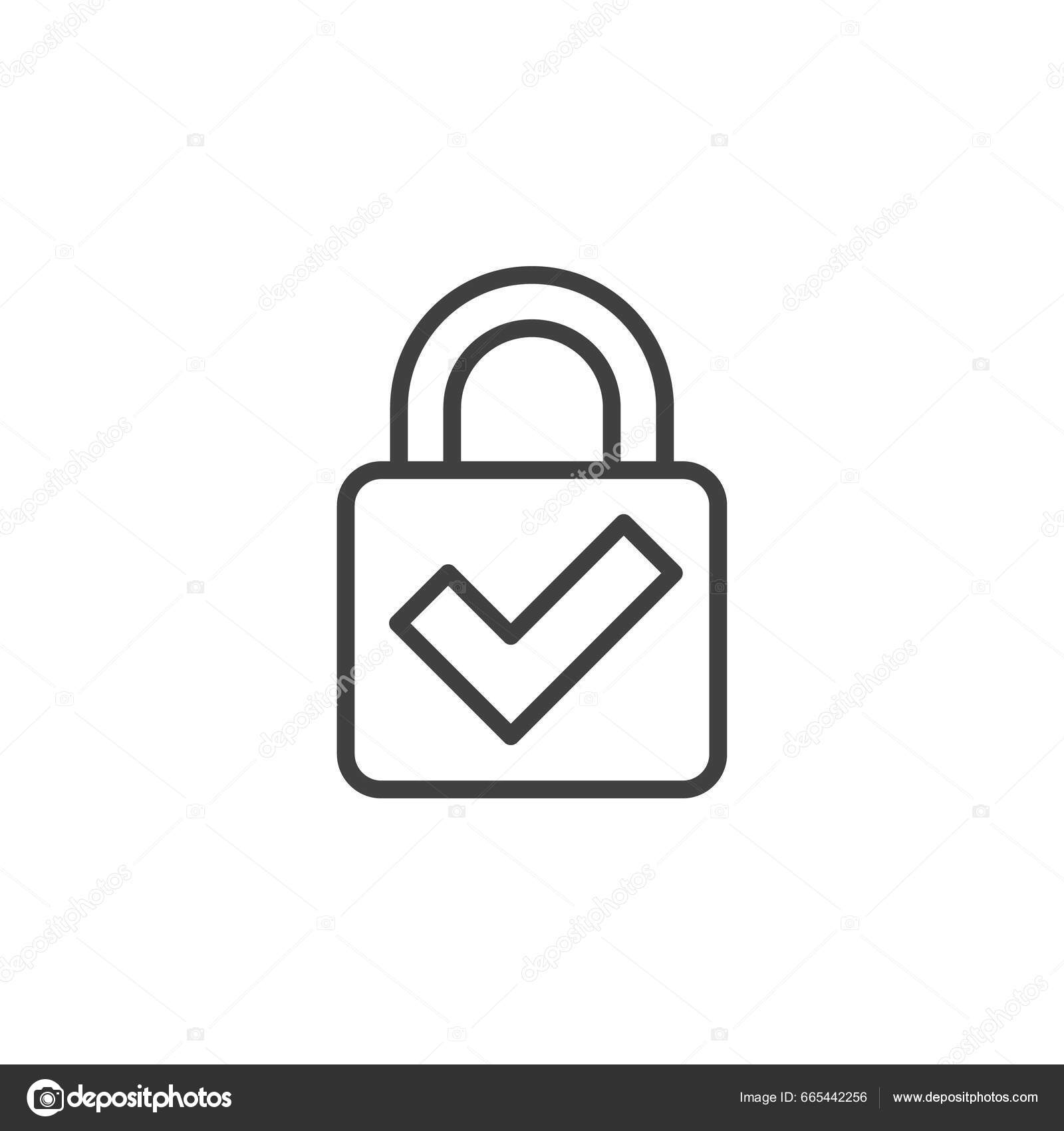 Lock Check Mark Line Icon Protected Accepted Linear Style Sign Stock Vector By ©avicons 665442256
