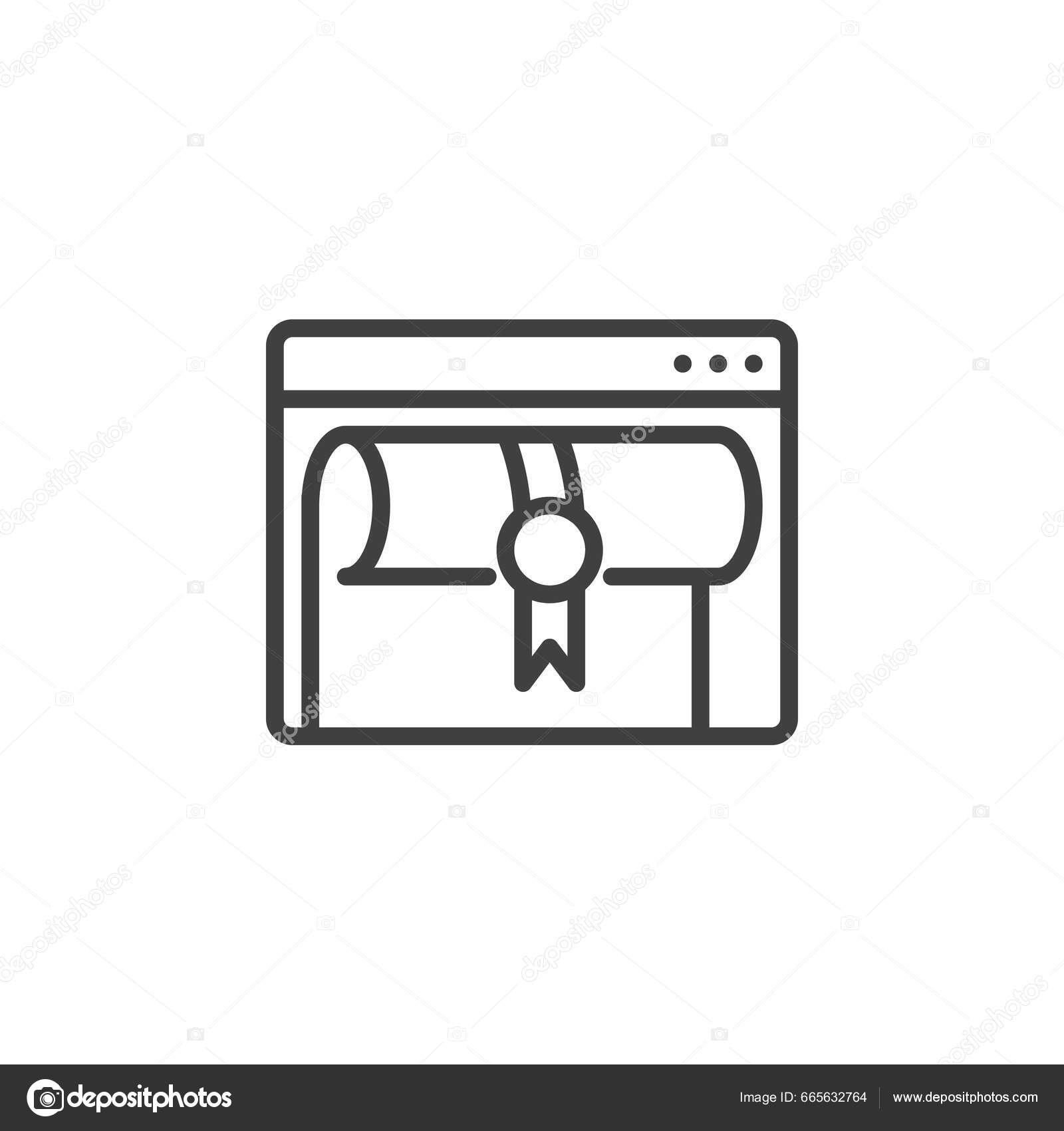 Online Course Line Icon Web Page Diploma Linear Style Sign Stock Vector ...