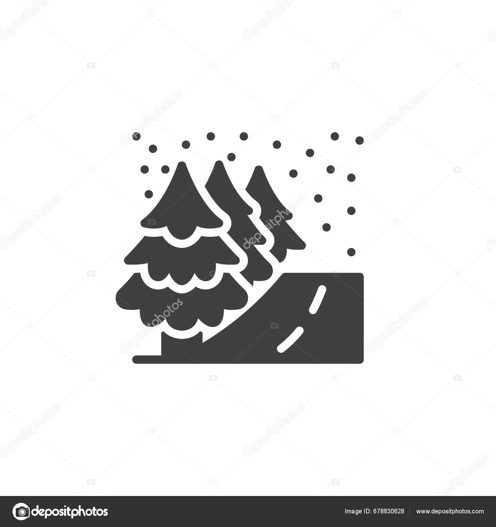 Road Trees Snow Vector Icon Filled Flat Sign Mobile Concept Stock ...