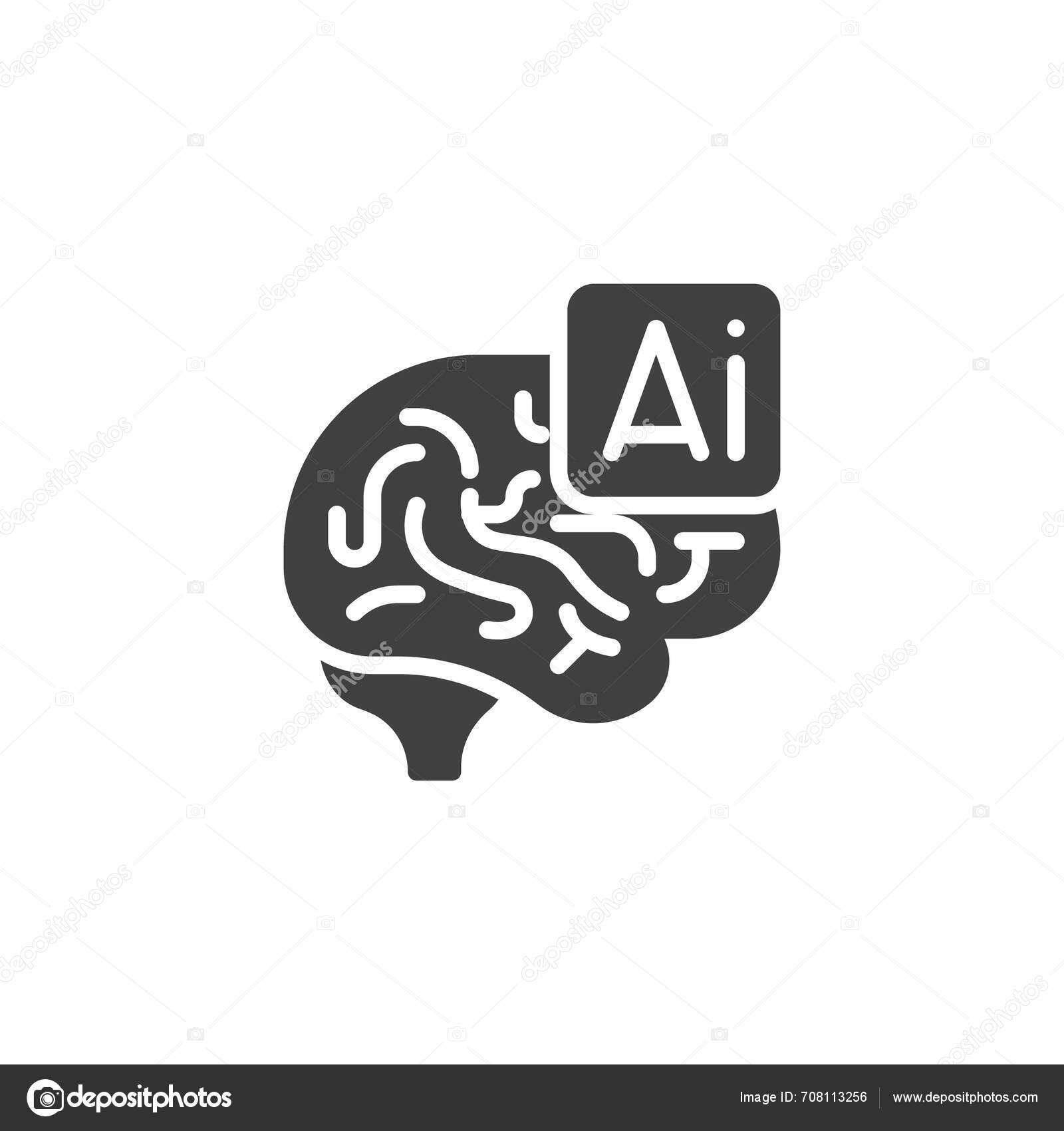 Artificial Intelligence Brain Vector Icon Filled Flat Sign Mobile ...