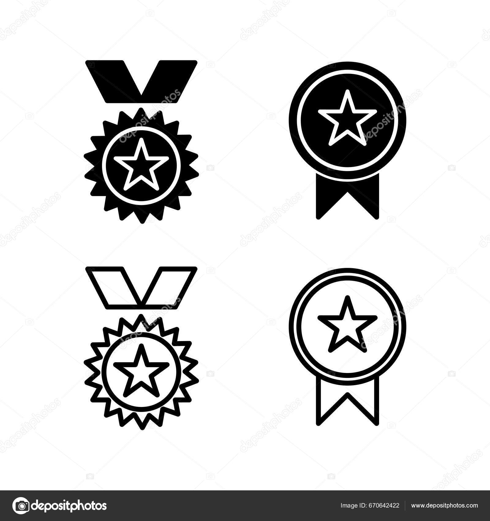 Lograr Vector Icono Vector Icono Medalla Premio Certificado Aprobado ...