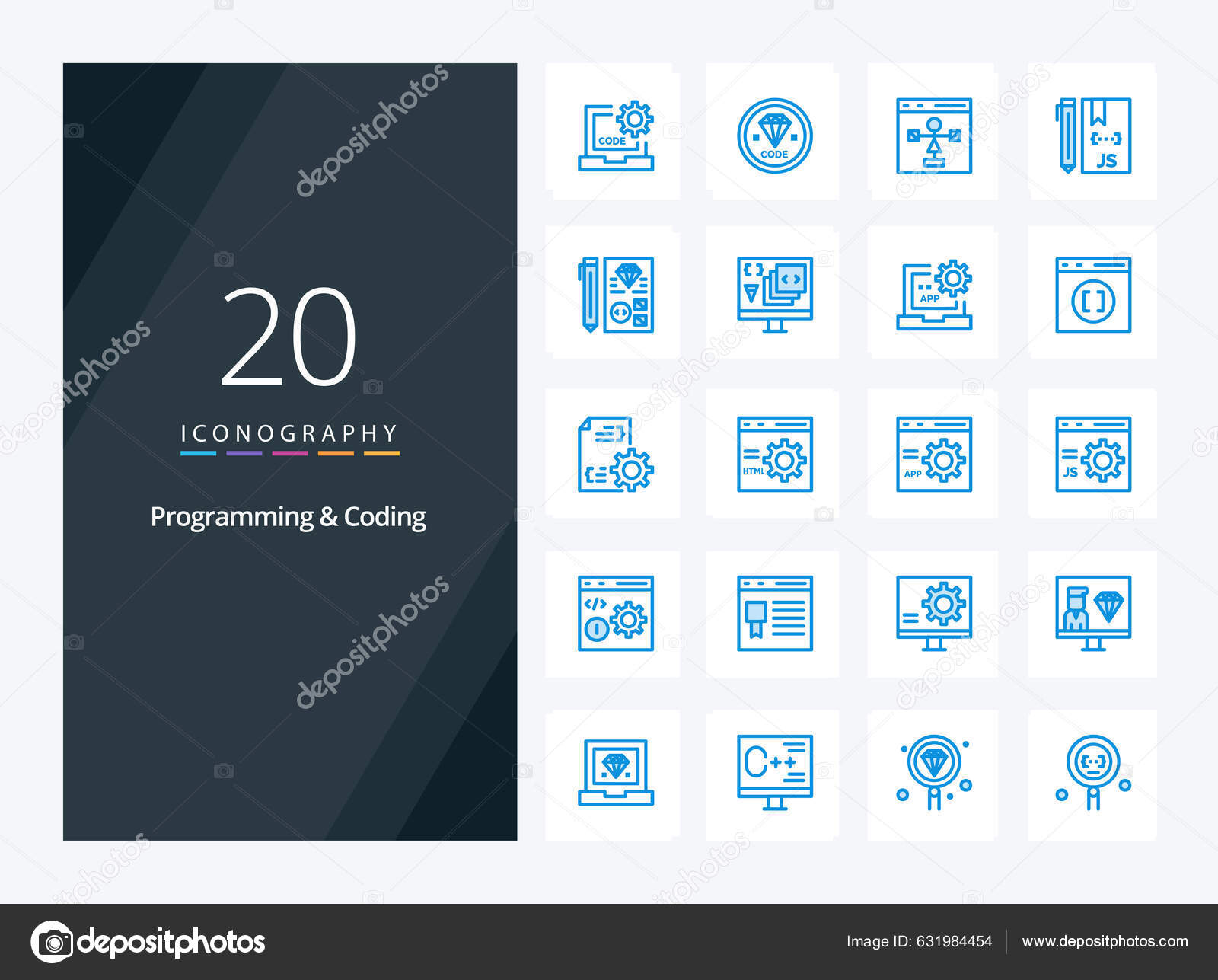 Icono Programación Codificación Color Azul Para Presentación Vector de ...