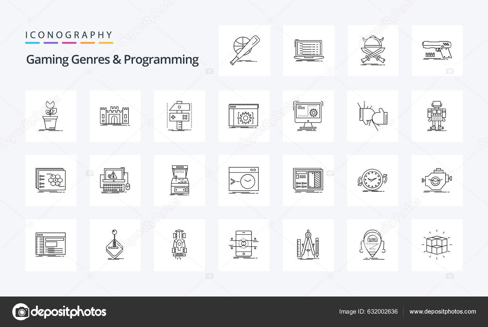Gaming Genres Programming Line Icon Pack Stock Vector by ©Flatart 632002636