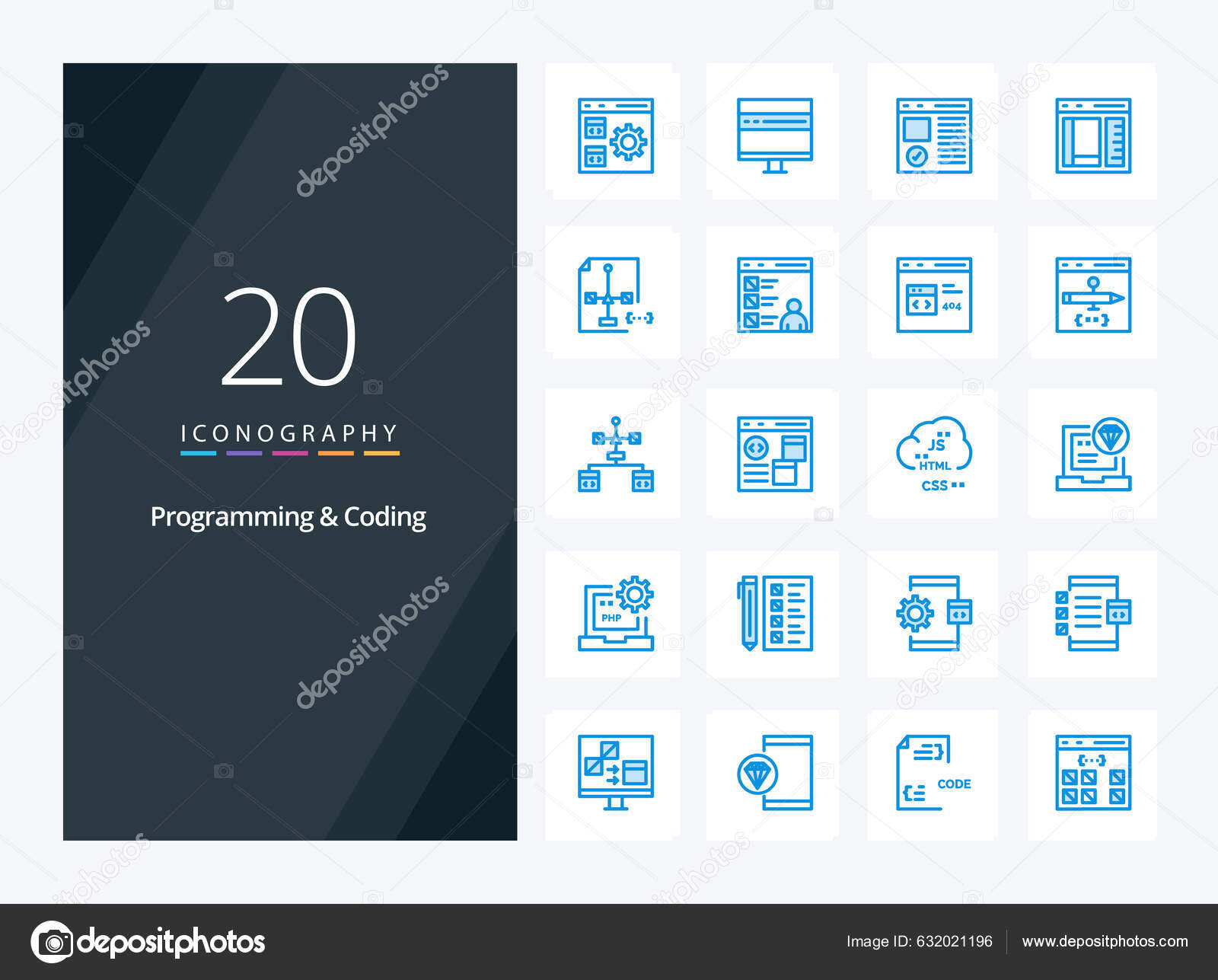 Programming Coding Blue Color Icon Presentation Stock Vector by ©Flatart 632021196
