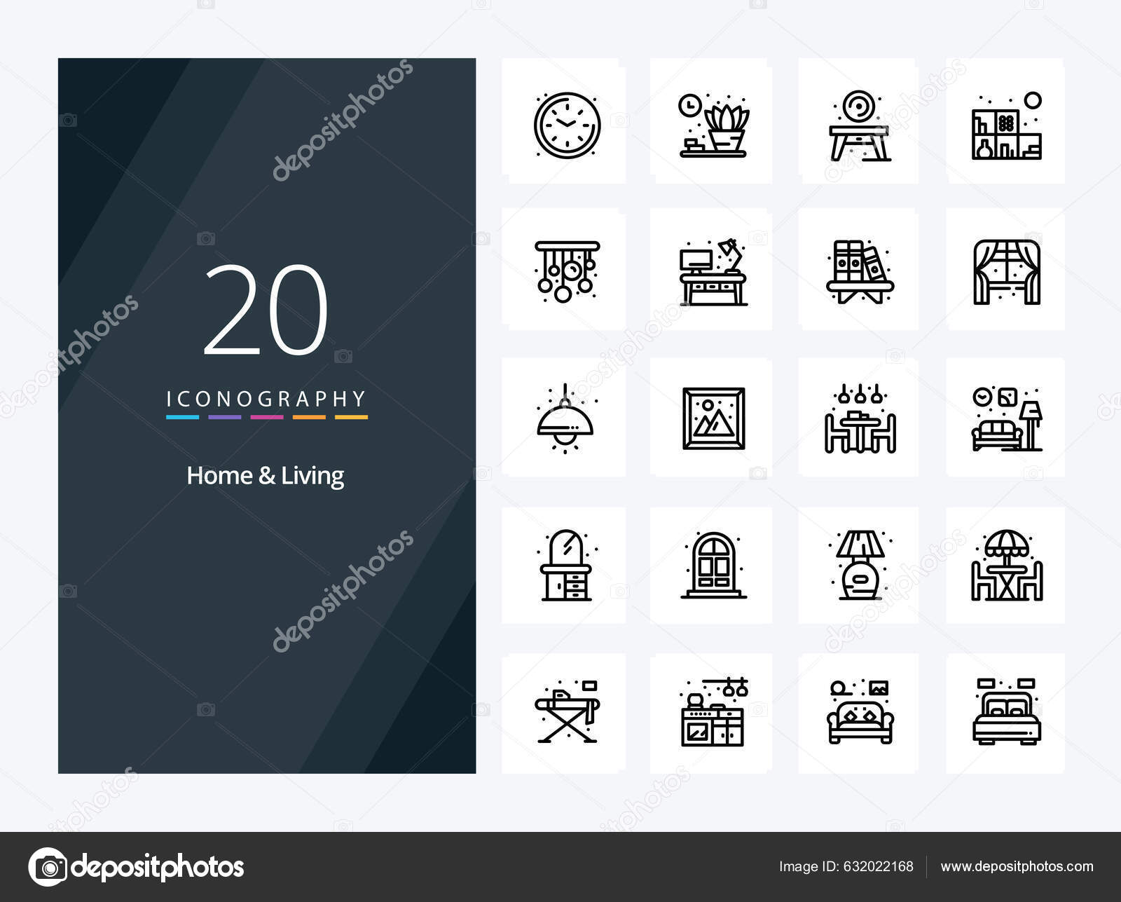Home Living Outline Icon Presentation Stock Vector by ©Flatart 632022168