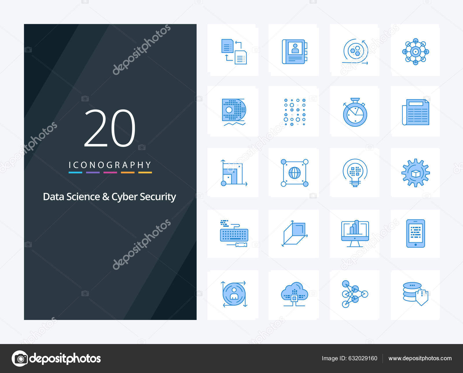 Data Science Cyber Security Blue Color Icon Presentation Stock Vector by ©Flatart 632029160