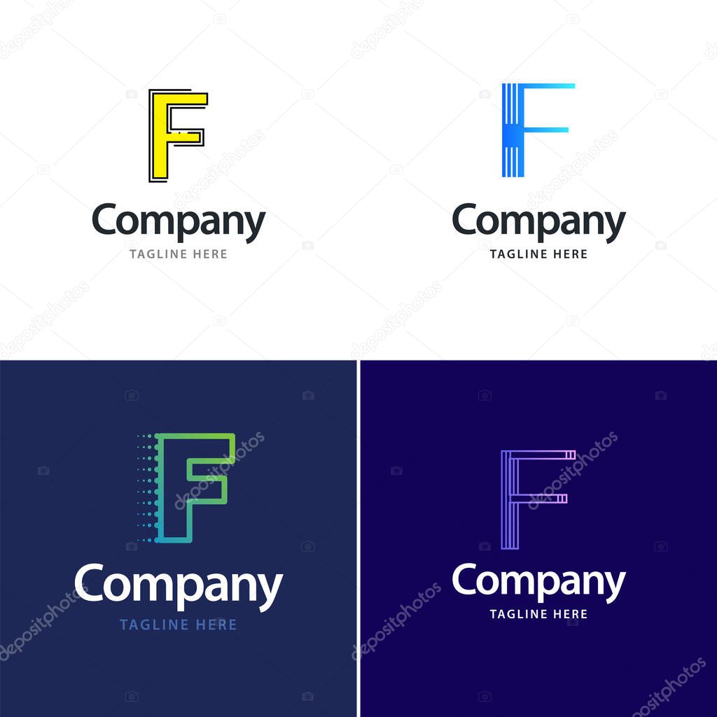 Letra F Big Logo Pack Design Diseño de logos modernos creativos para su ...