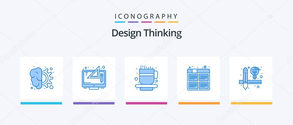 Design Thinking Blue 5 Icon Pack Including production. images. graphic ...