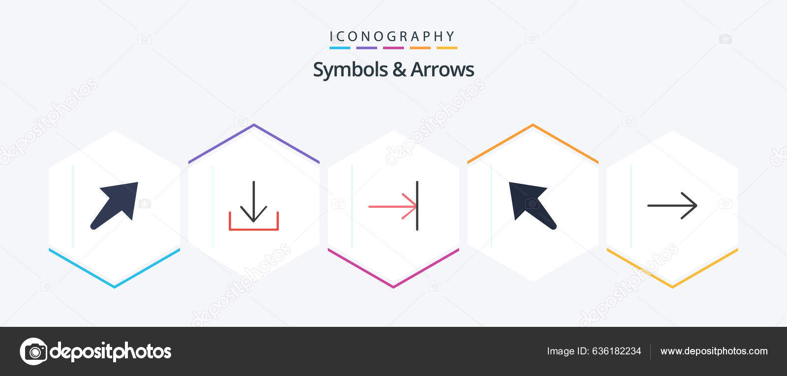 Símbolos Flechas Pack Icono Plano Incluyendo Flecha Bien Vector de ...