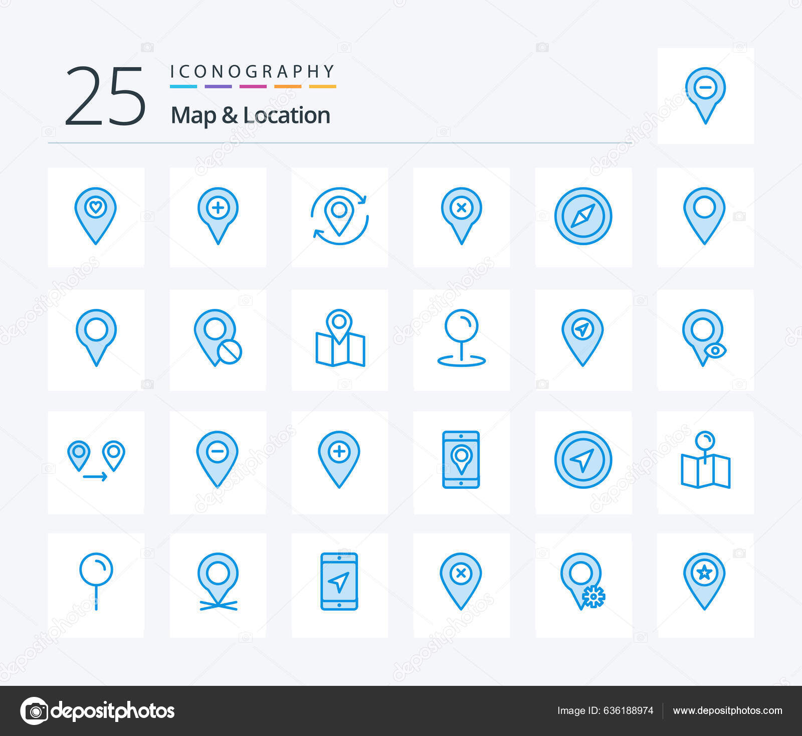 Map Location Blue Color Icon Pack Including Map Pin Add Stock Vector by ...