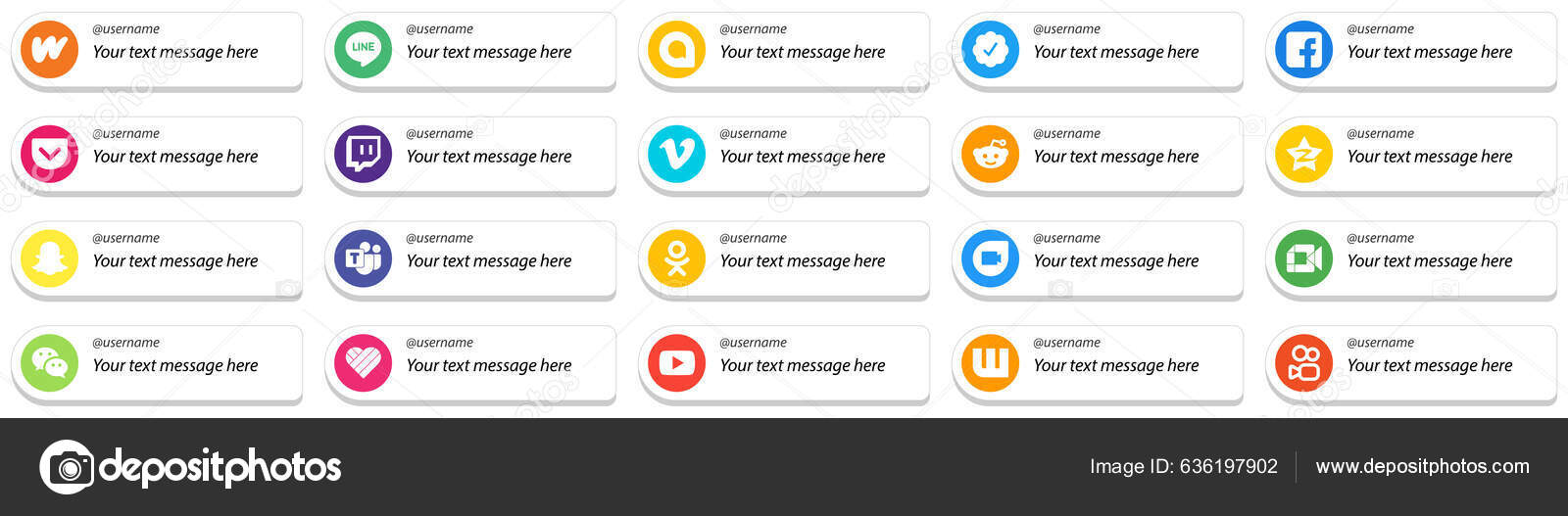 Follow Social Media Icons Customizable Message Pack Microsoft Team ...