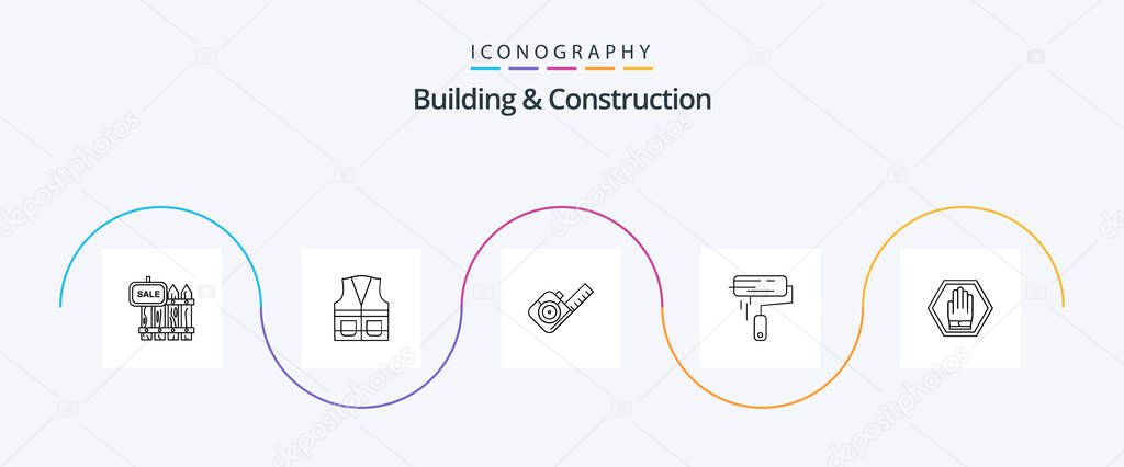 Building And Construction Line 5 Icon Pack Including roller. brush ...