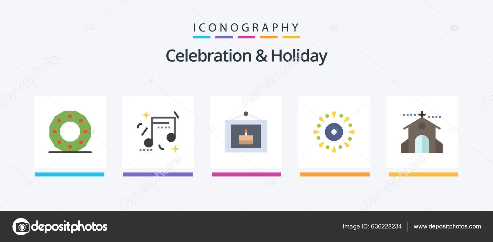 Celebration Holiday Flat Icon Pack Including Party Fireworks Party ...