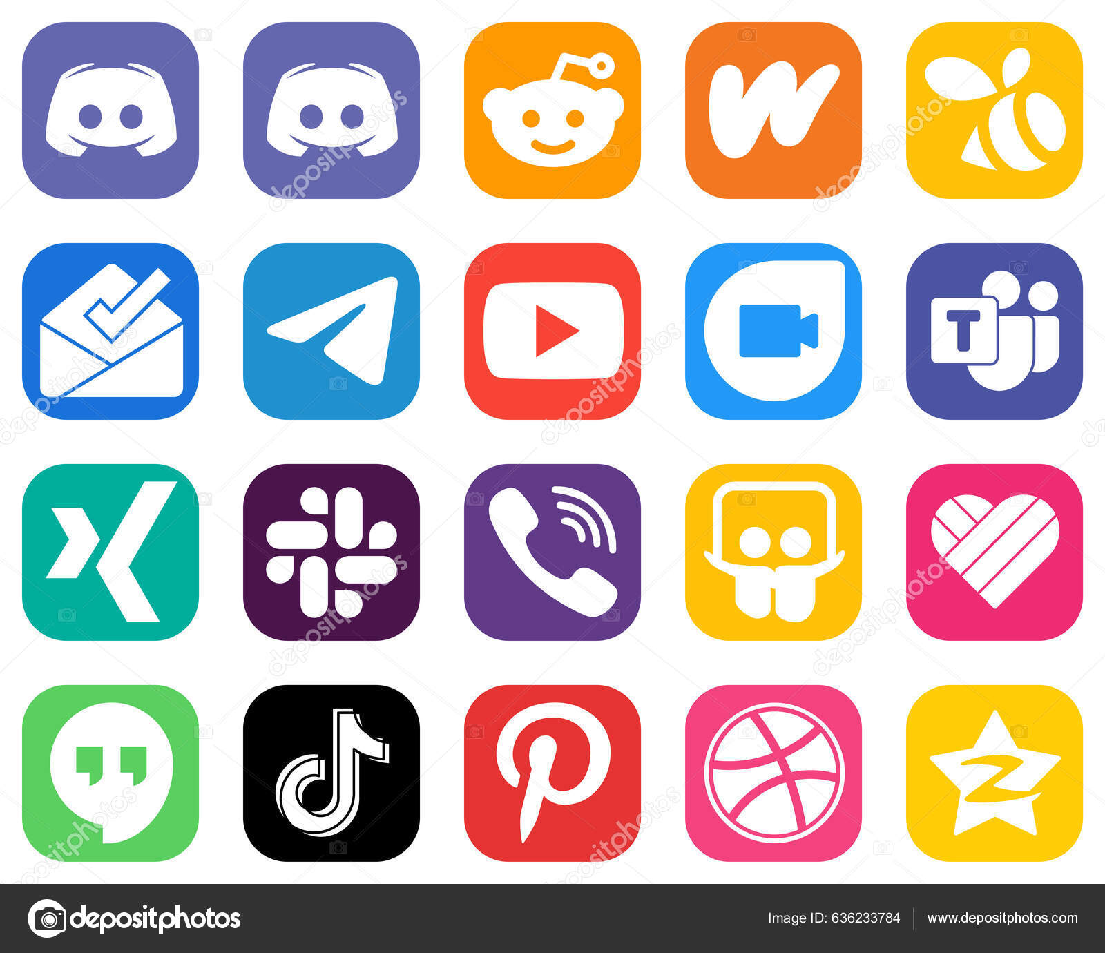 All One Social Media Icon Set Icons Xing Microsoft Team Vector de stock ...