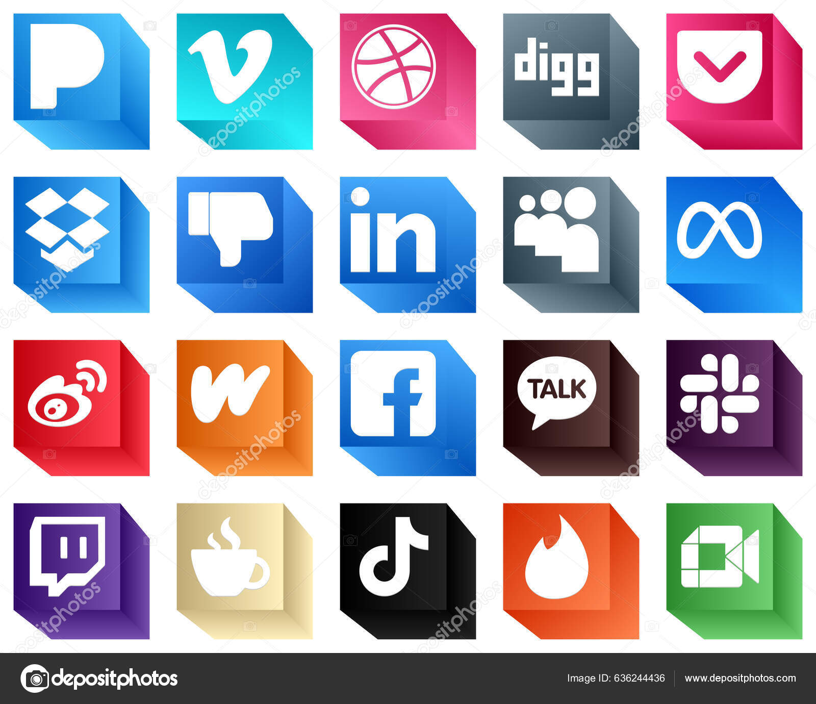 Social Media Icon Set Icons Sina Facebook Weibo Meta Icons Stock Vector ...