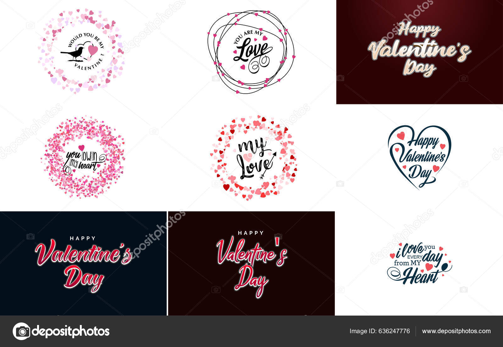 Pink October Logo Hearts Calligraphy Lettering Isolated White ©Flatart ...