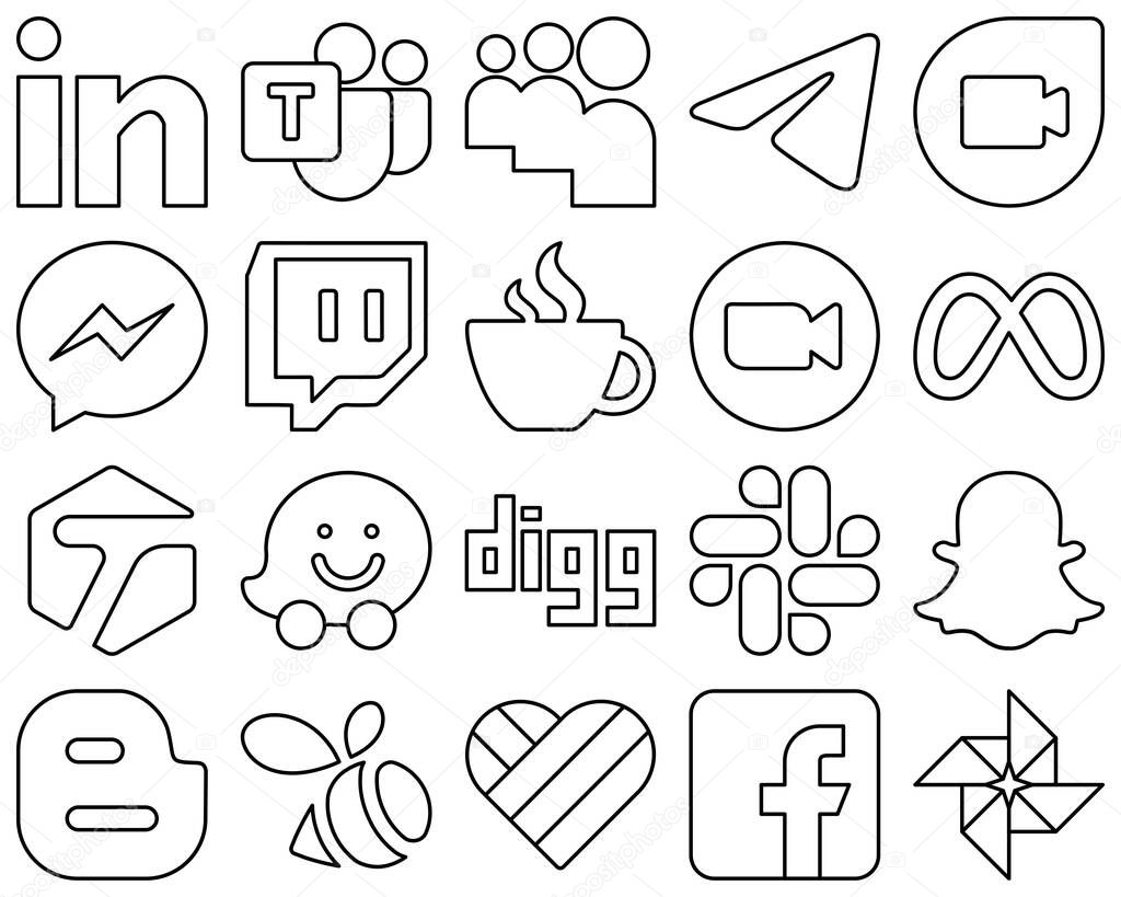 20 Customizable Black Outline Social Media Icons such as video. google ...