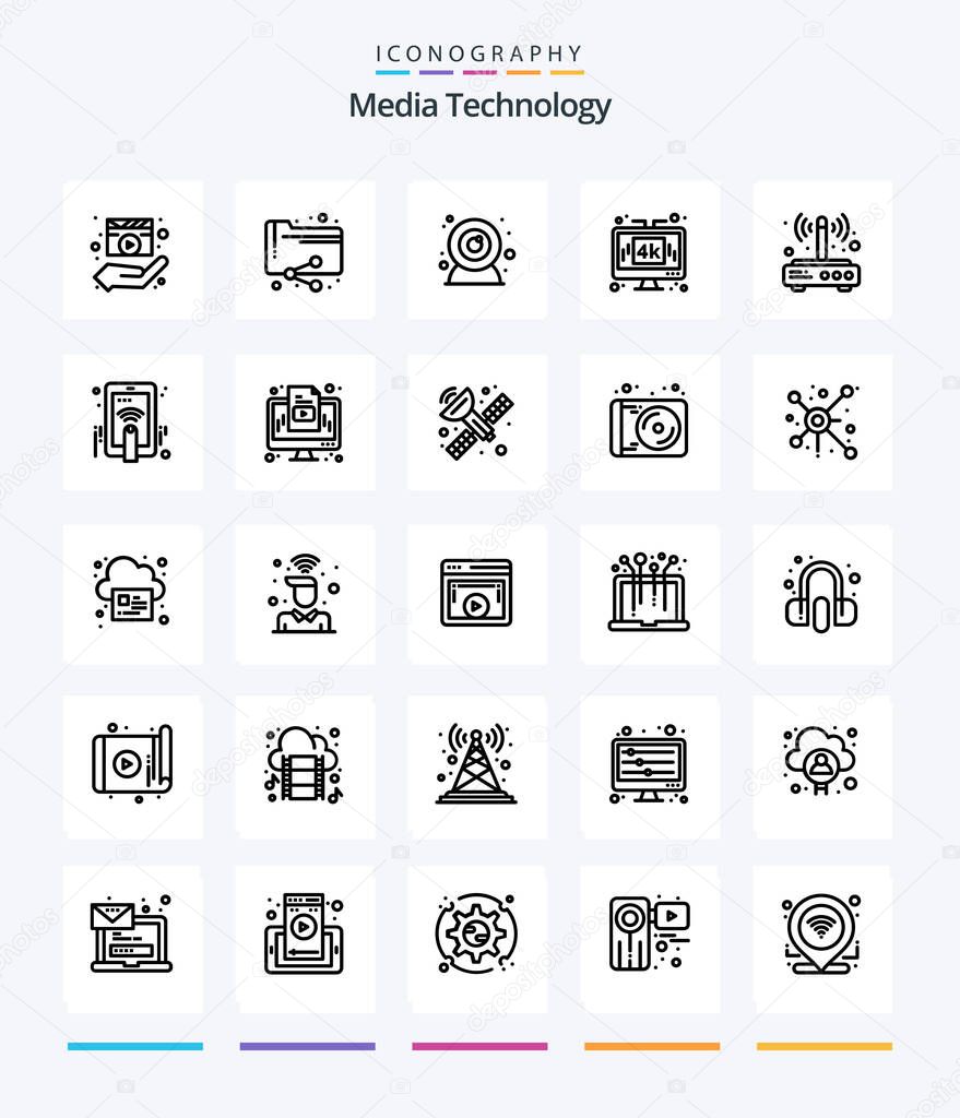 Creative Media Technology Outline Icon Pack Modem Technology Folder ...