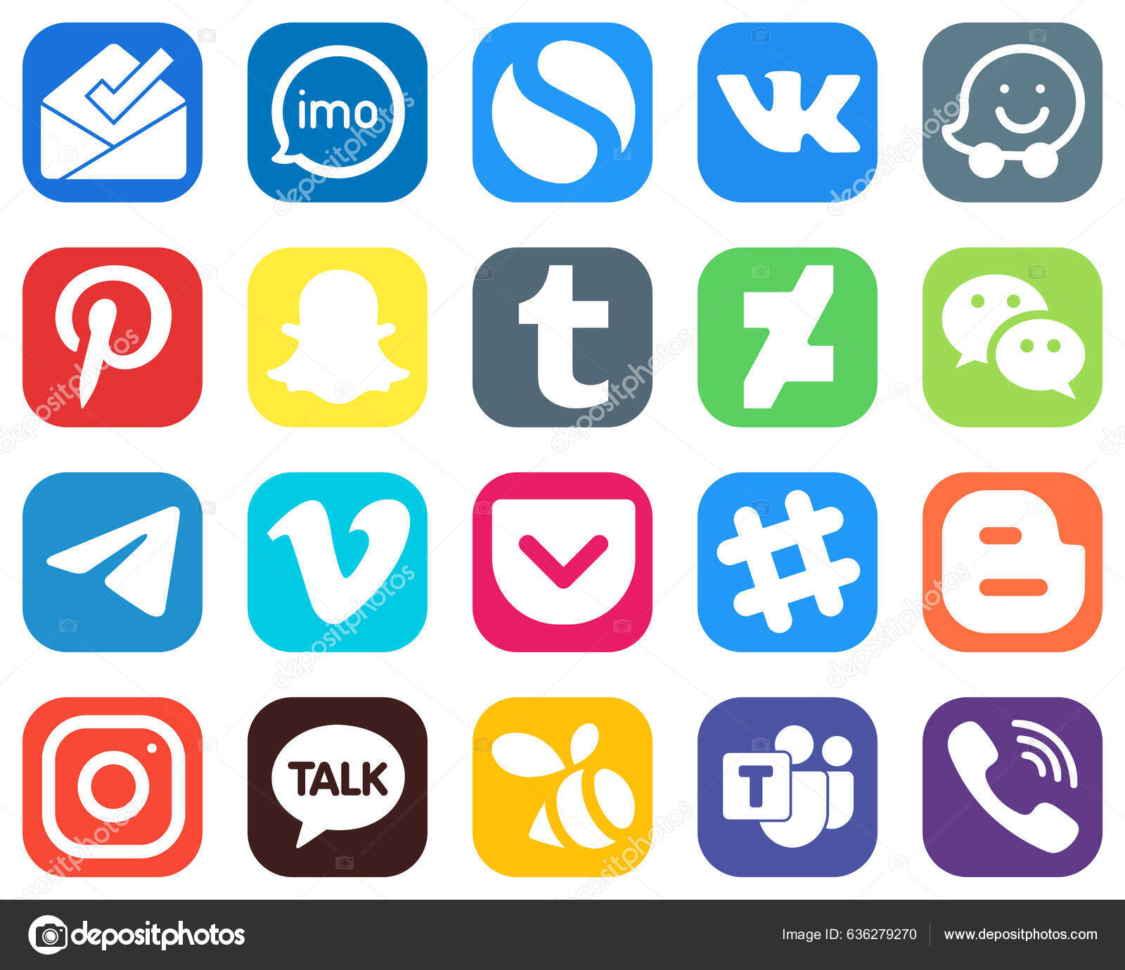 All One Social Media Icon Set Icons Vimeo Messenger Pinterest Stock ...