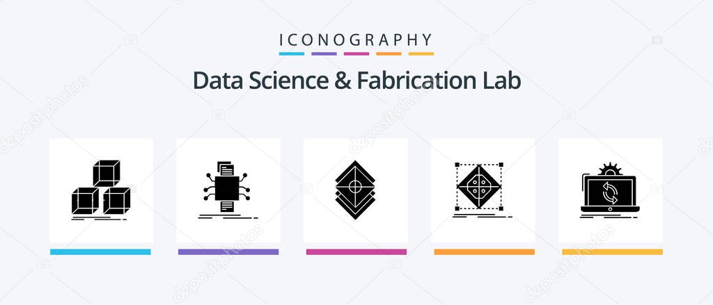 Data Science And Fabrication Lab Glyph 5 Icon Pack Including model. cluster. reporting ...
