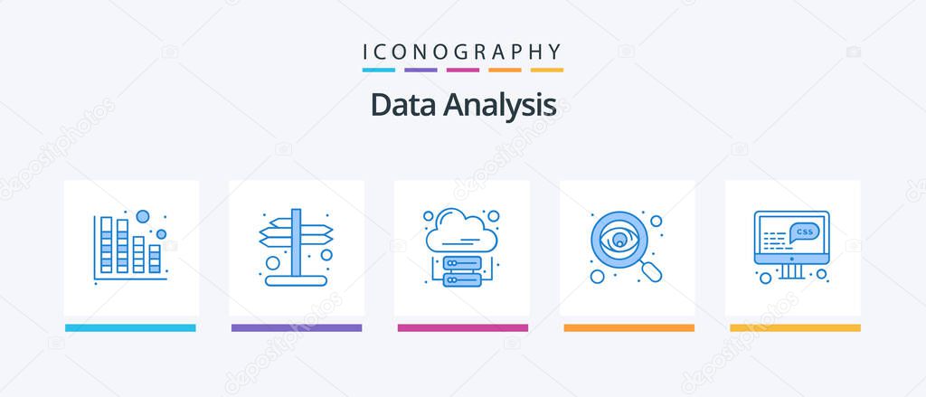 Data Analysis Blue 5 Icon Pack Including css. report. analytics ...