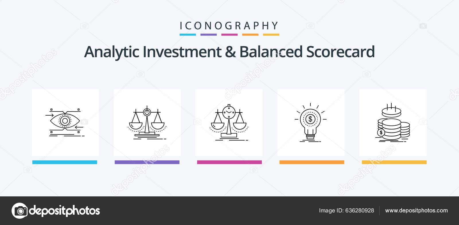 Analytic Investment Balanced Scorecard Line Icon Pack Including Funding ...