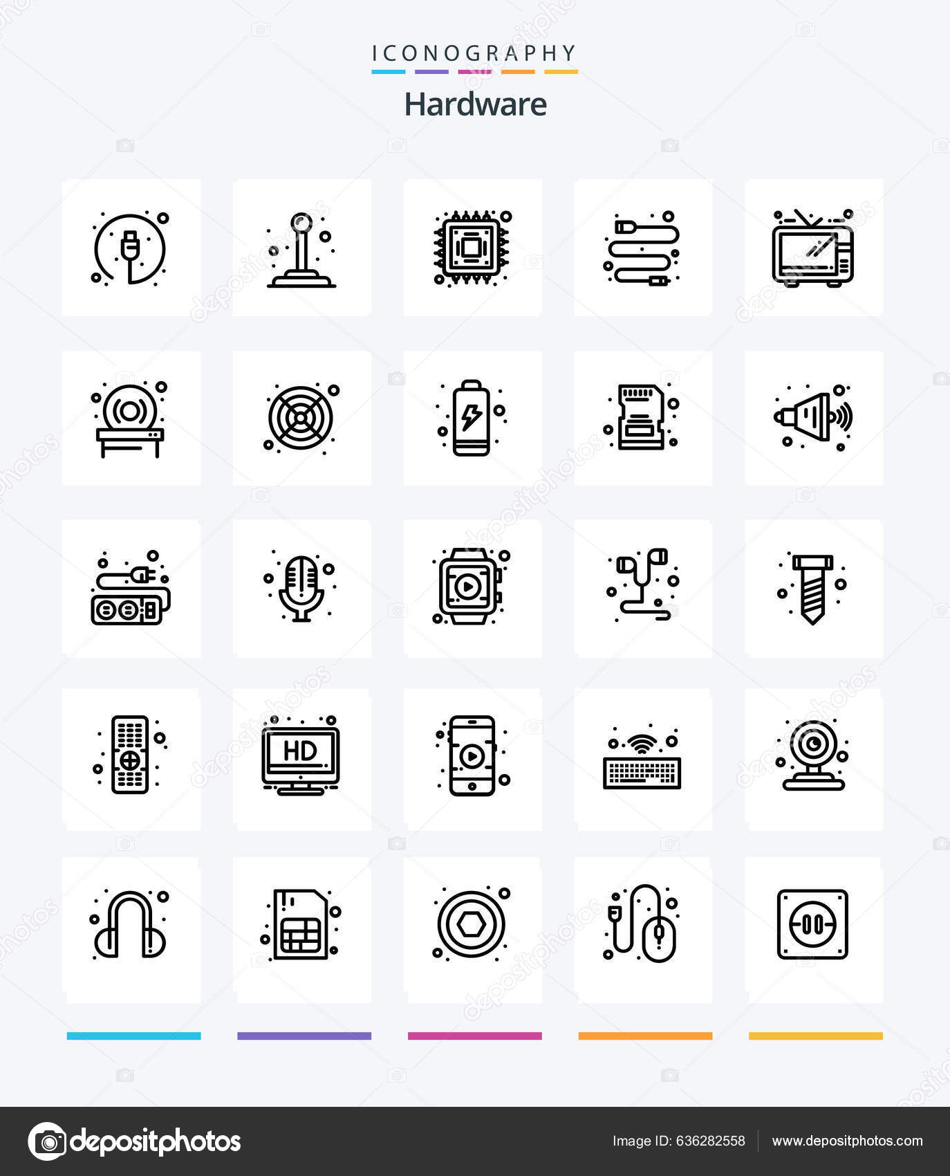 Creative Hardware Outline Icon Pack Drive Hardware Television Usb Stock ...