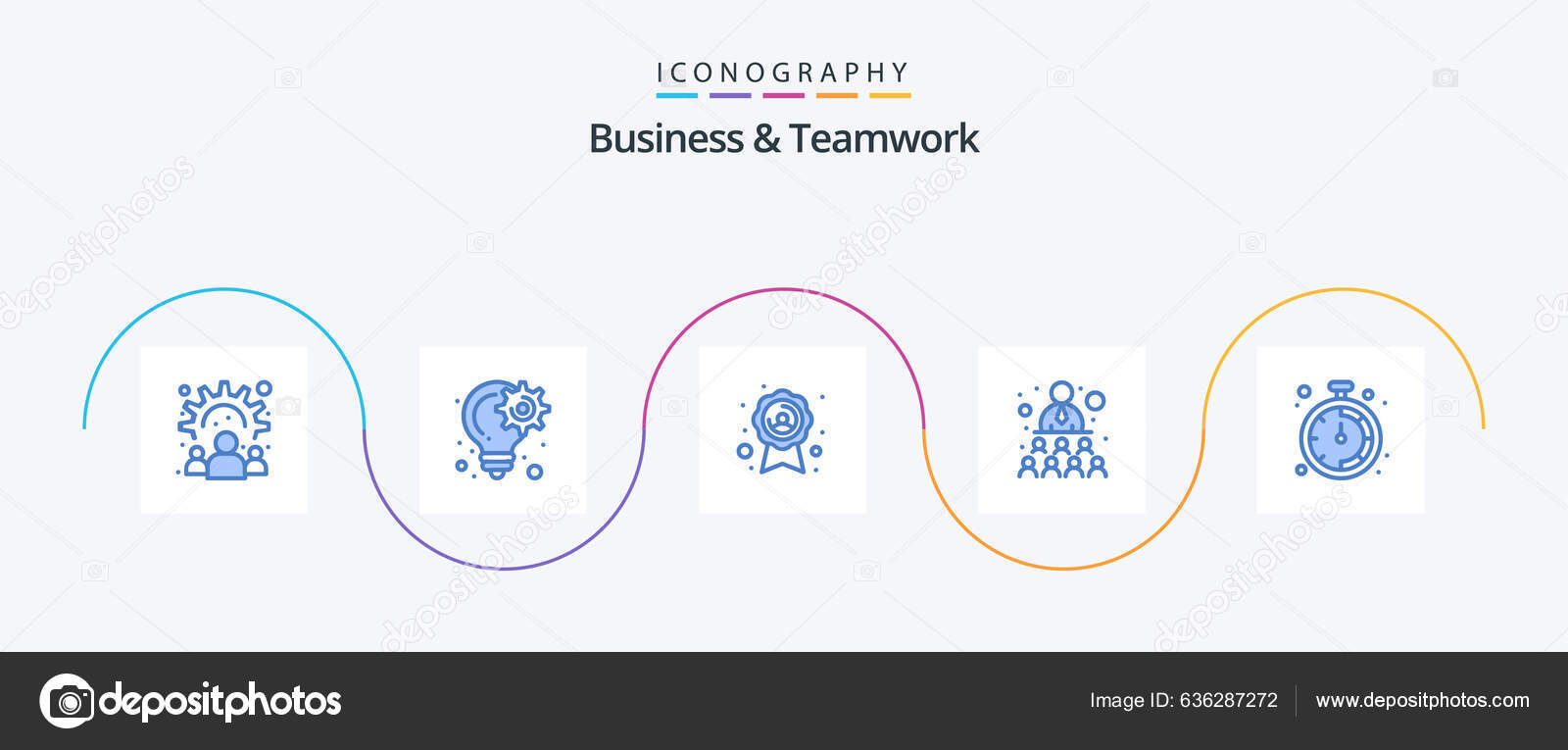 Business Teamwork Blue Icon Pack Including Office Work Project Team ...