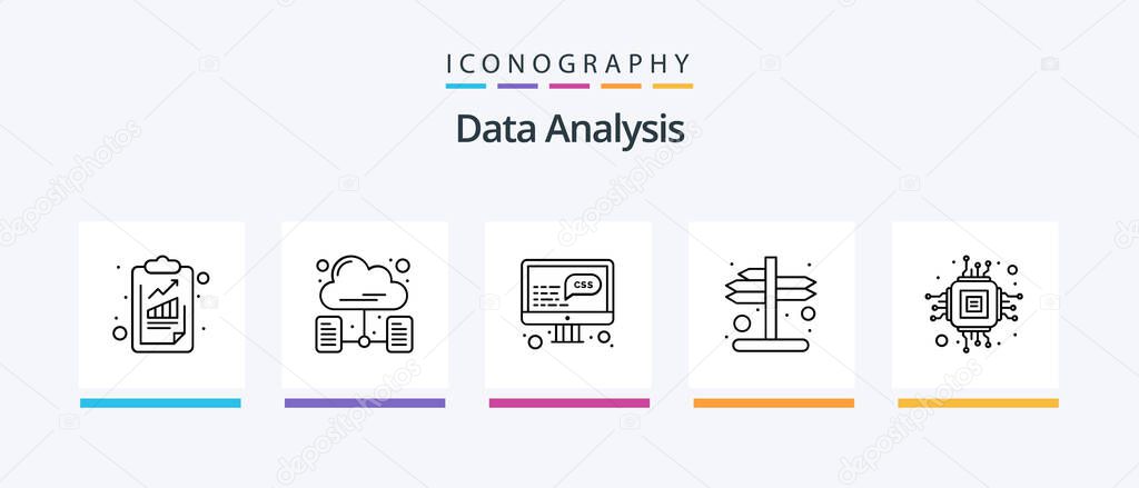 Data Analysis Line 5 Icon Pack Incluye seguridad. red. línea de tiempo ...