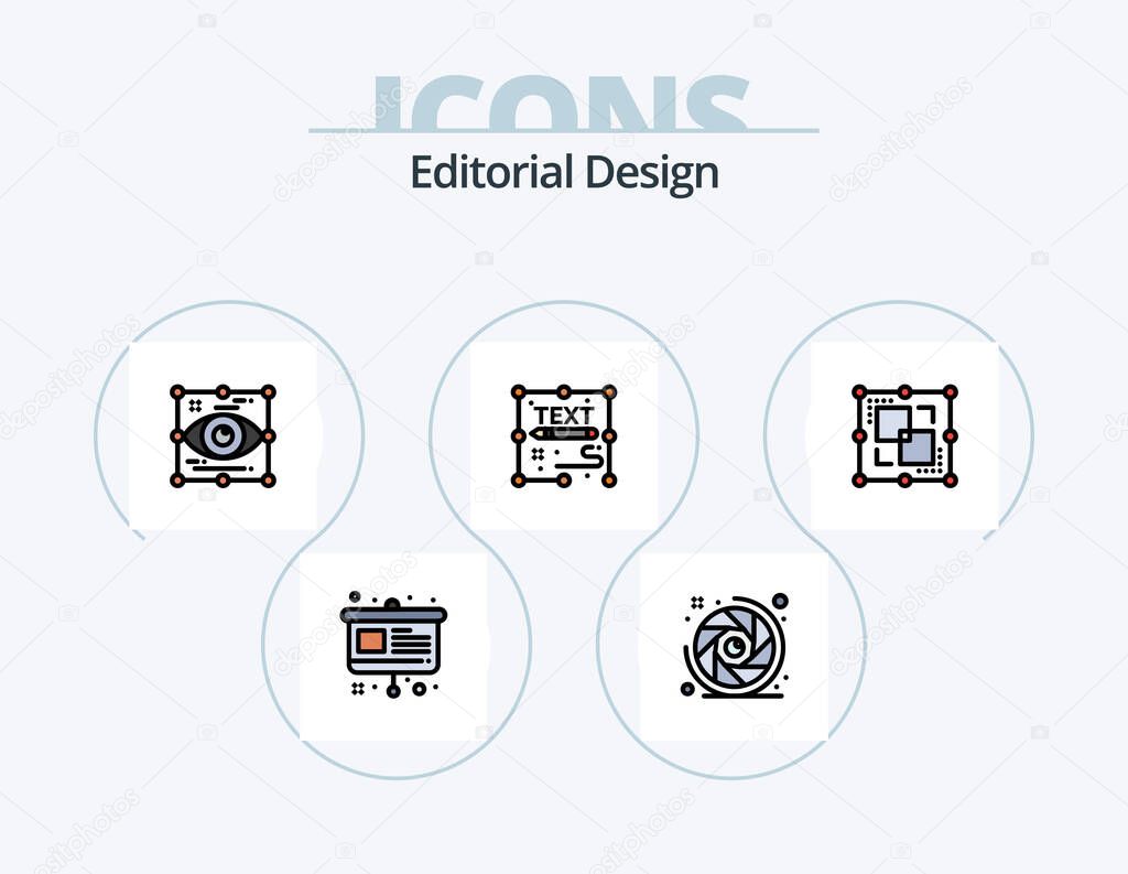 Editorial Design Line Filled Icon Pack 5 Icon Design. layout. designer. checklist. graphic ...
