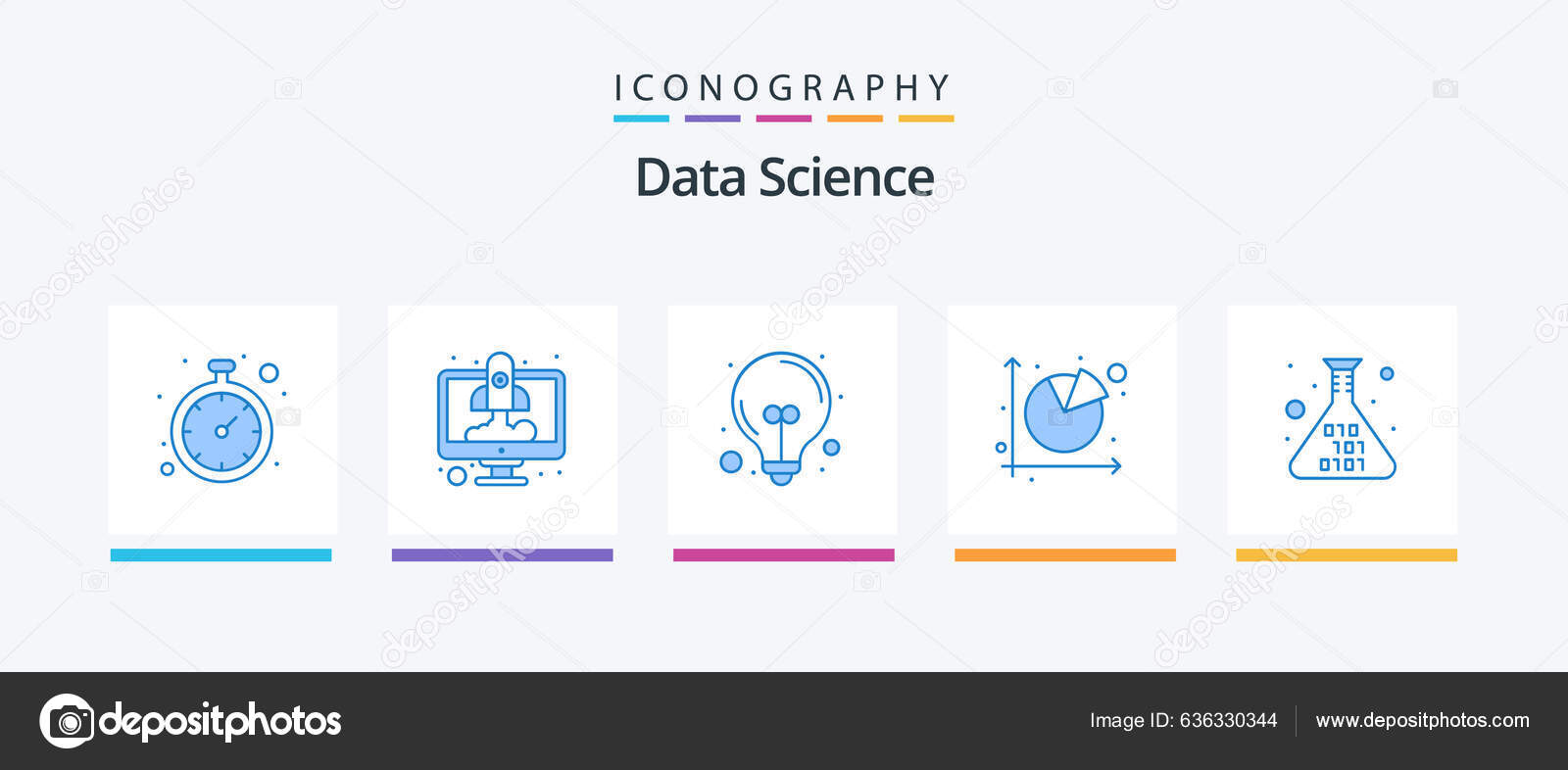 Data Science Blue Icon Pack Including Pie Chart Graph Start Stock ...