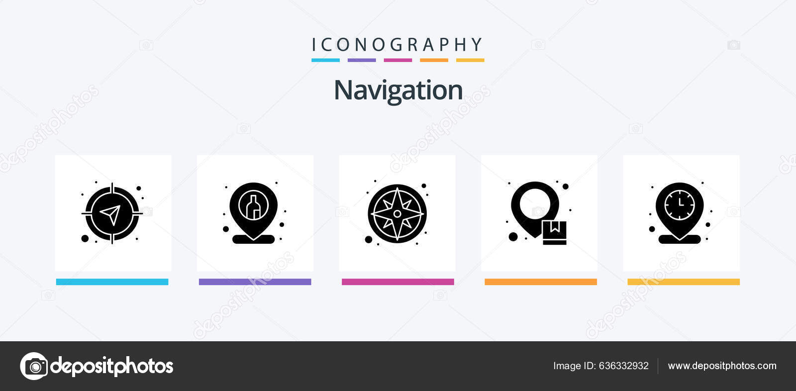 Navigation Glyph Icon Pack Including Location Delivery Map Navigation ...