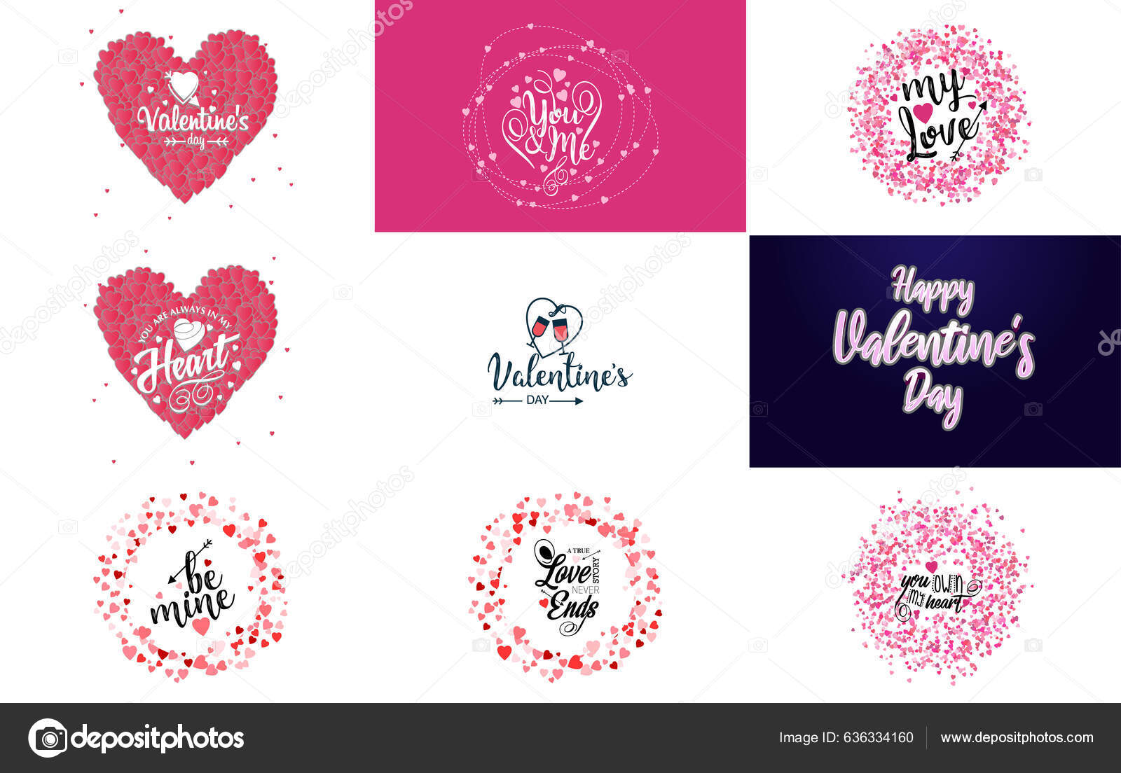 Pink October Logo Hearts Calligraphy Lettering Isolated White Vector de ...