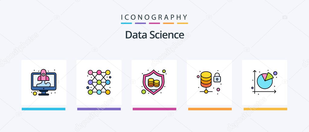 Data Science Line Filled 5 Icon Pack Including infrastructure. folder. gear. data. code ...
