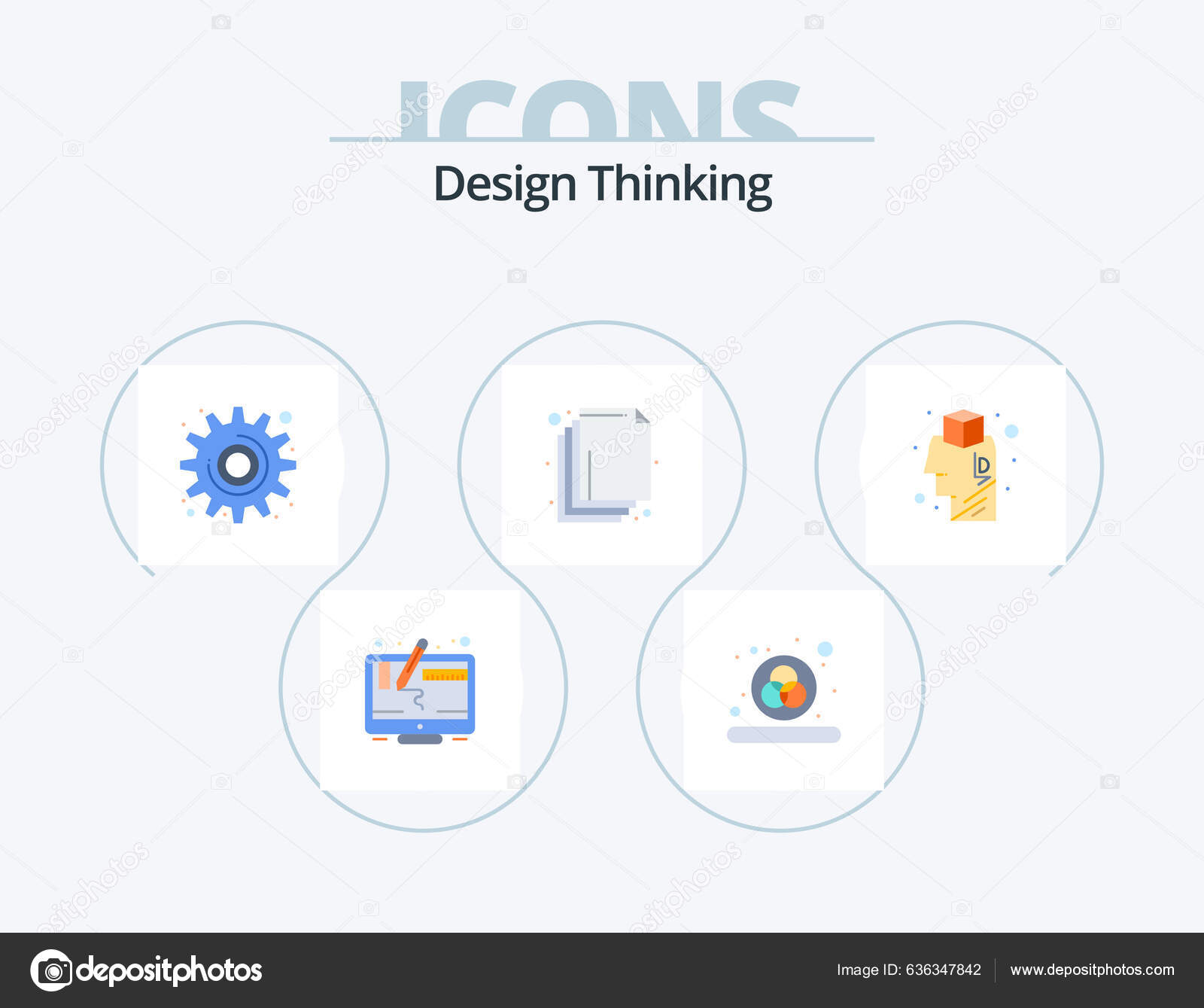 Design Thinking Flat Icon Pack Icon Design Idea Brainstorming Gear Stock Vector by ©Flatart ...