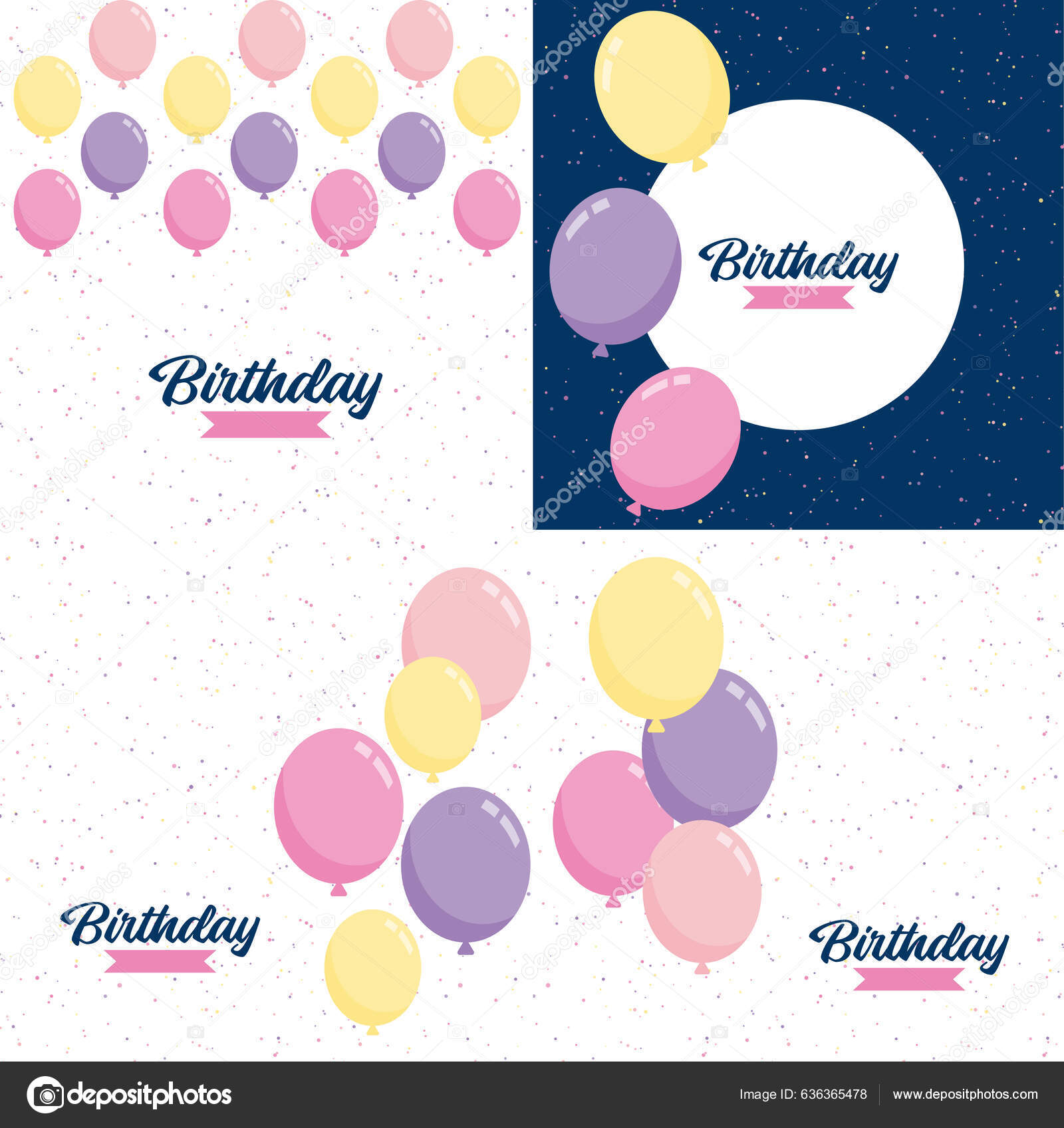 Happy Birthday Design Pastel Color Scheme Hand Drawn Cake Illustration ...