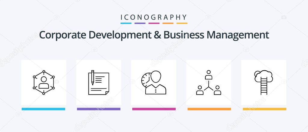 Corporate Development And Business Management Line 5 Icon Pack Including profile. people. list ...