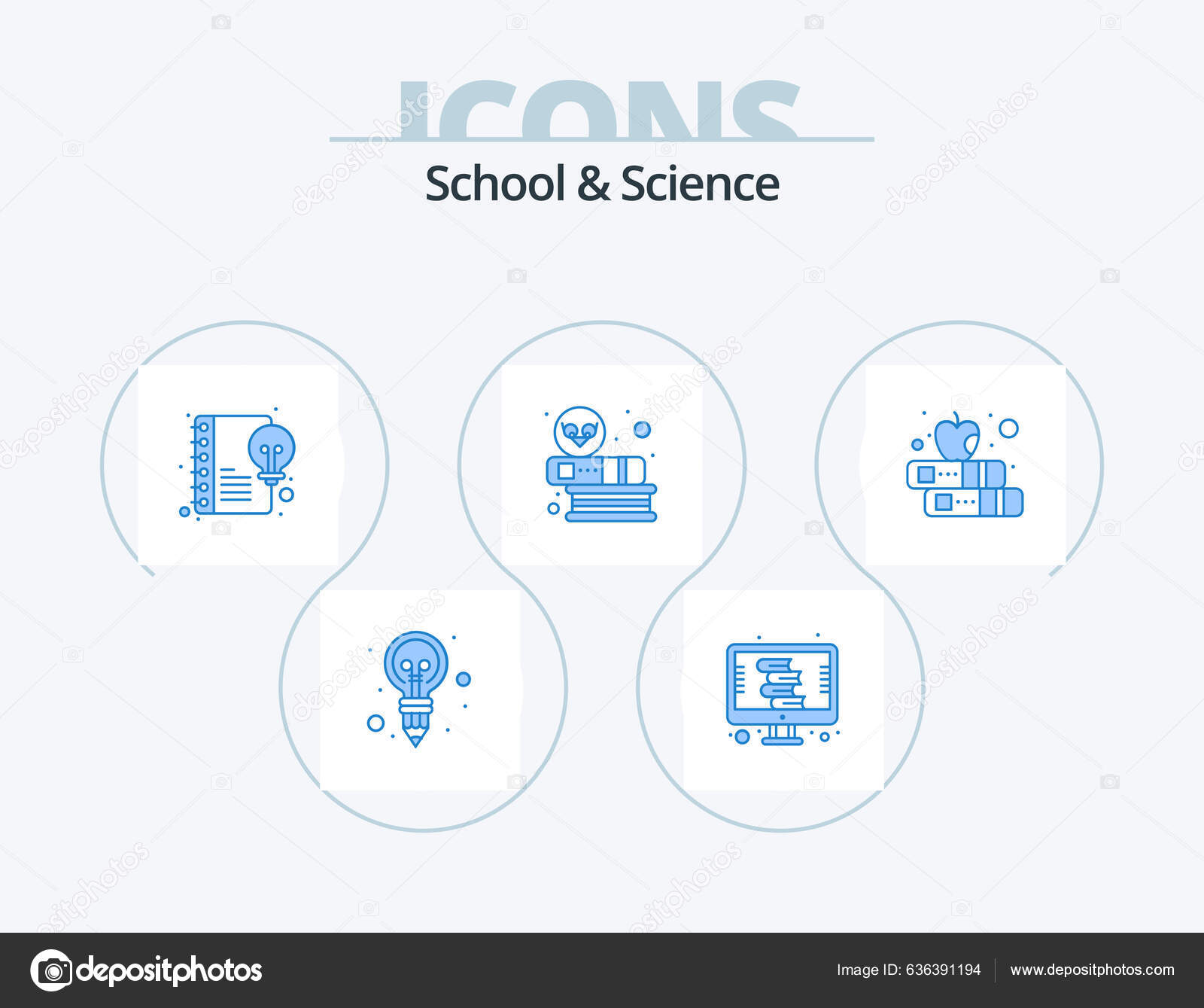 School Science Blue Icon Pack Icon Design Read Knowledge Content Vector ...