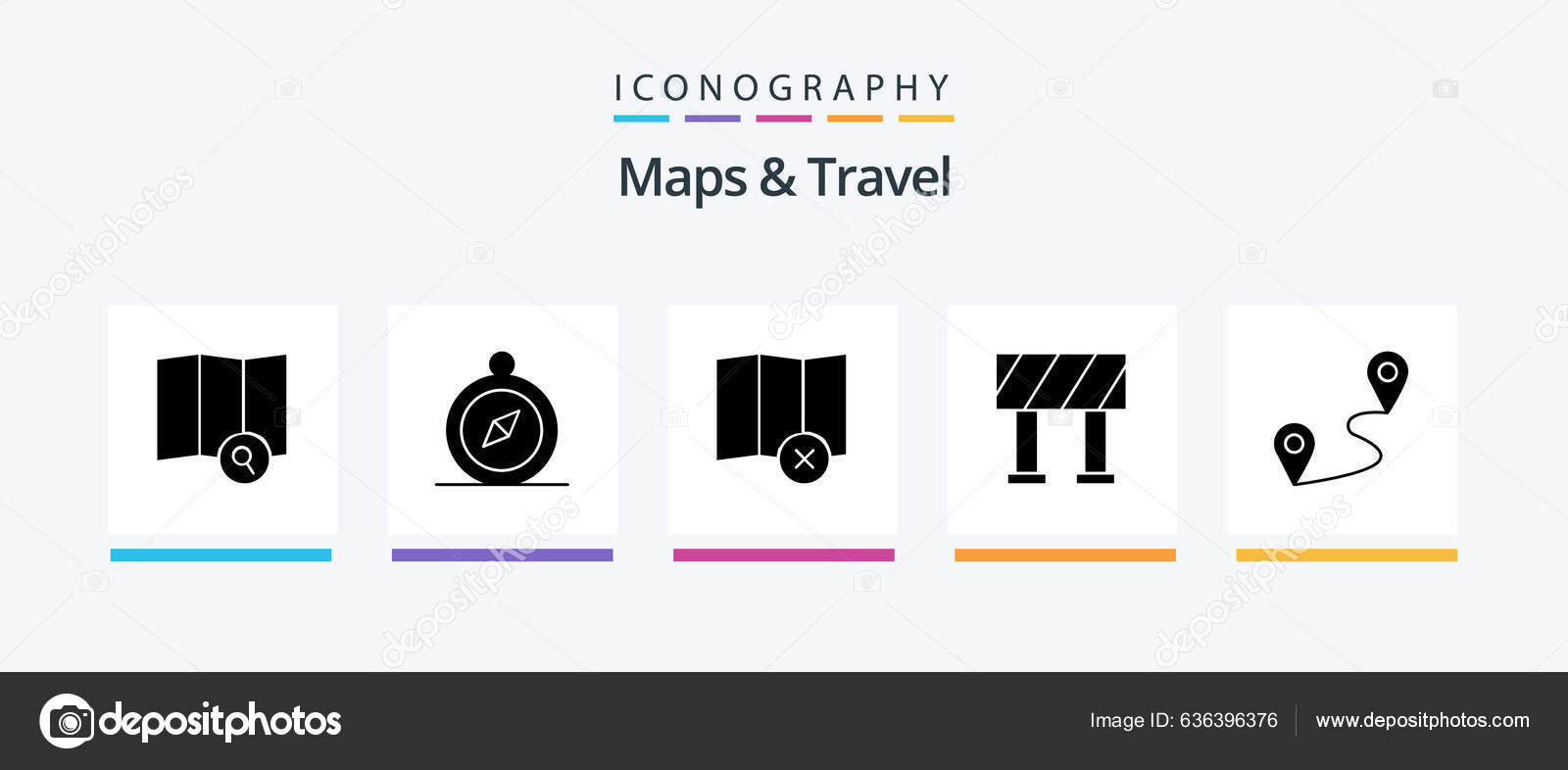 Maps Travel Glyph Icon Pack Including Map Pin Creative Icons Stock ...