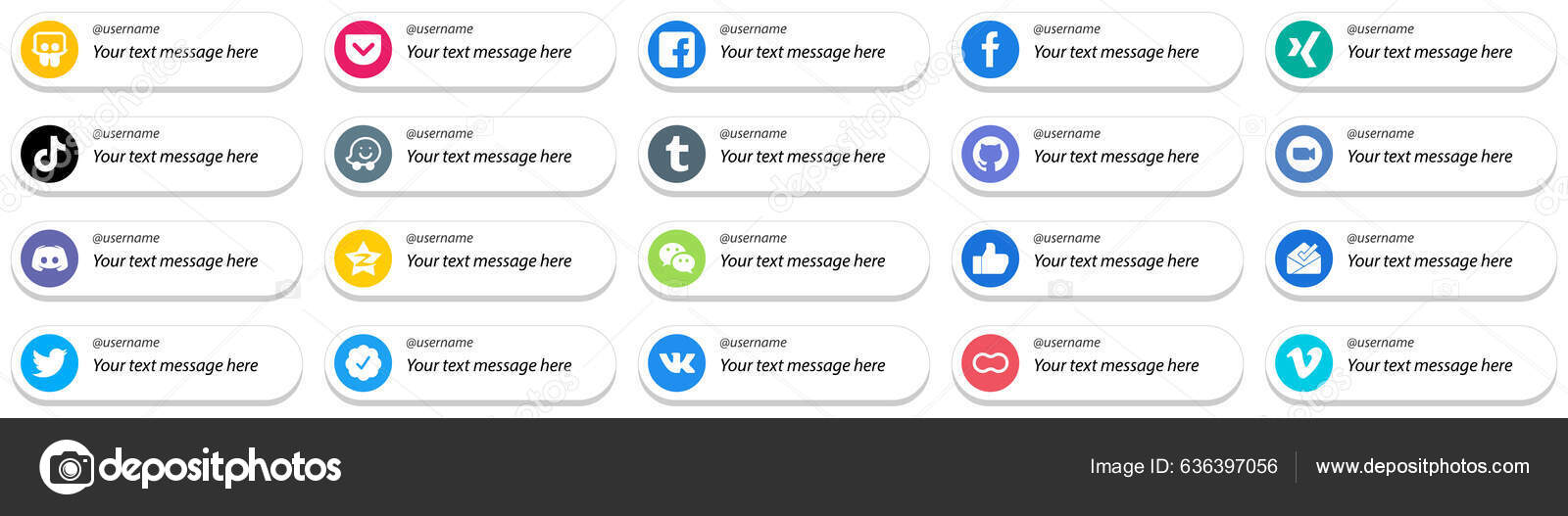 Follow Social Media Icons Custom Message Option Video Video Zoom Stock ...