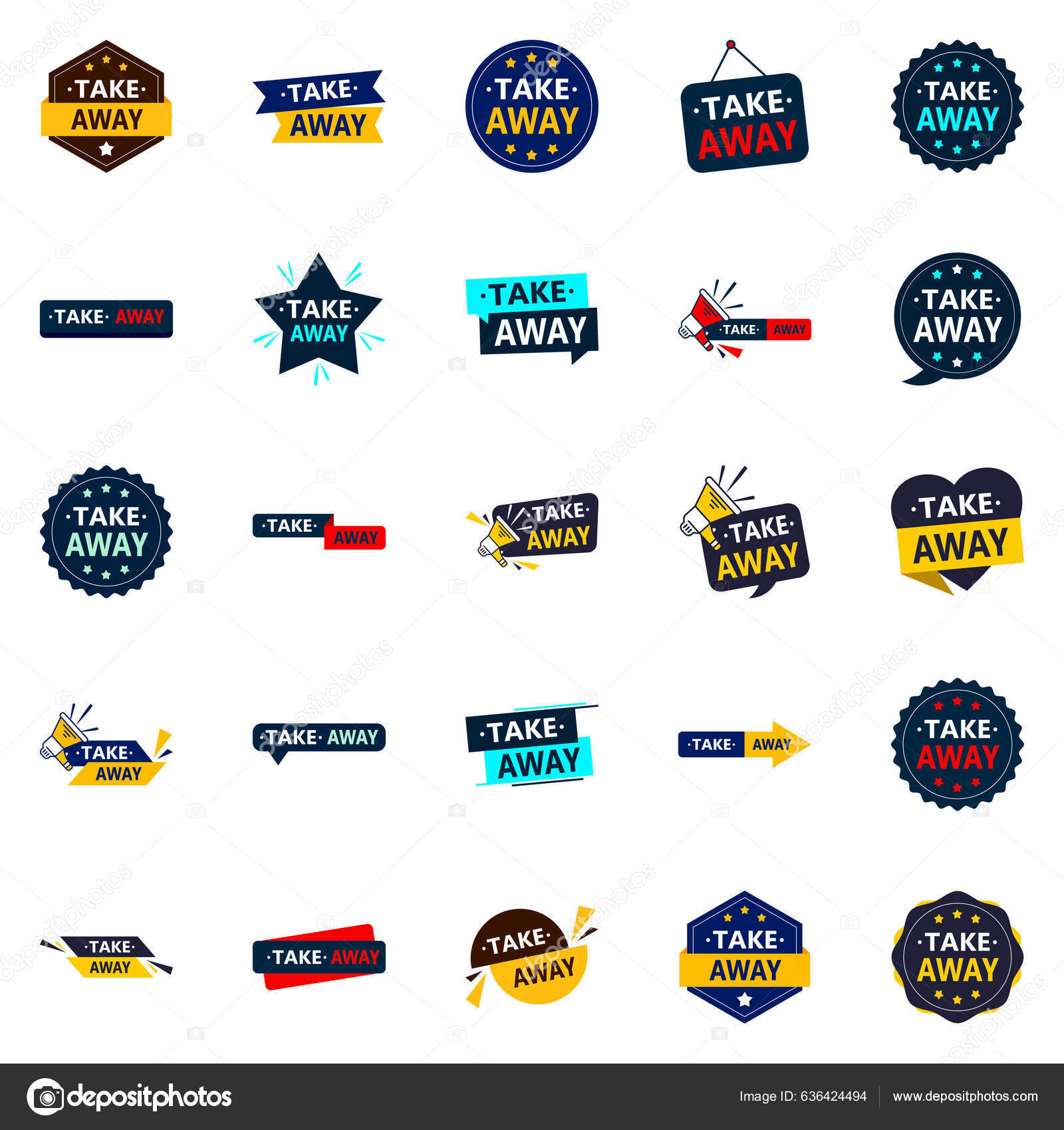 Take Away Eye Catching Vector Designs Increased Food Visibility Stock ...