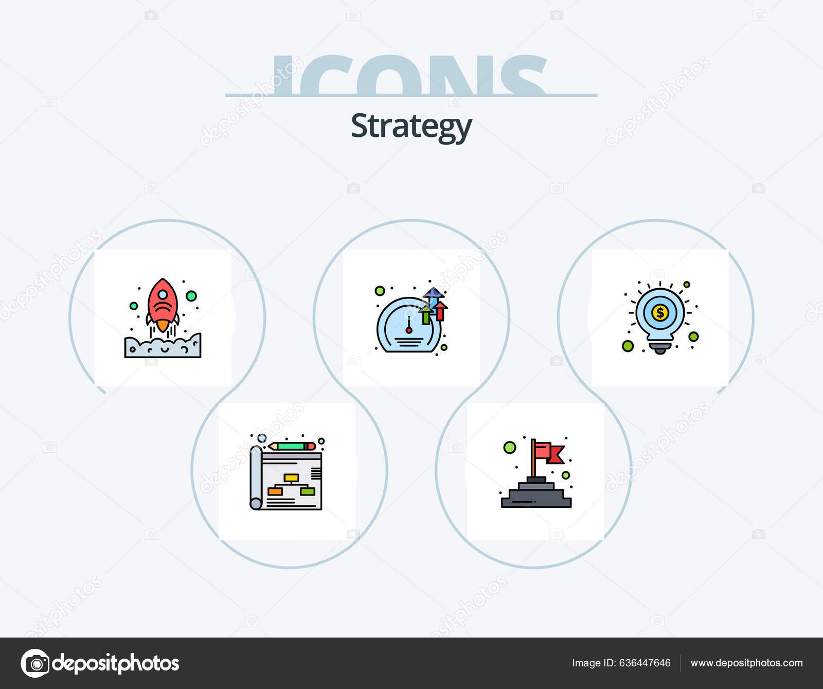 Strategy Line Filled Icon Pack Icon Design Idea Concept Strategy Stock ...