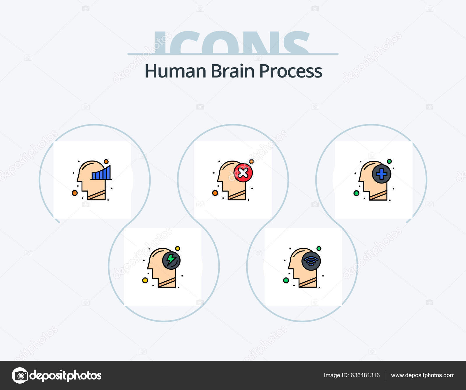 Human Brain Process Line Filled Icon Pack Icon Design Mind Stock Vector by ©Flatart 636481316