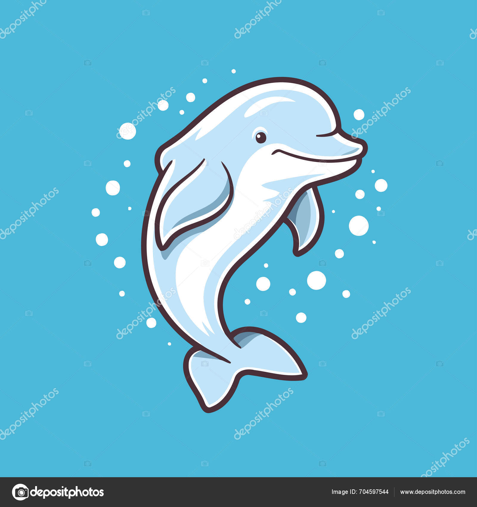 Netter Cartoon Delfin Vektor Illustration Eines Delfins Isoliert Auf ...