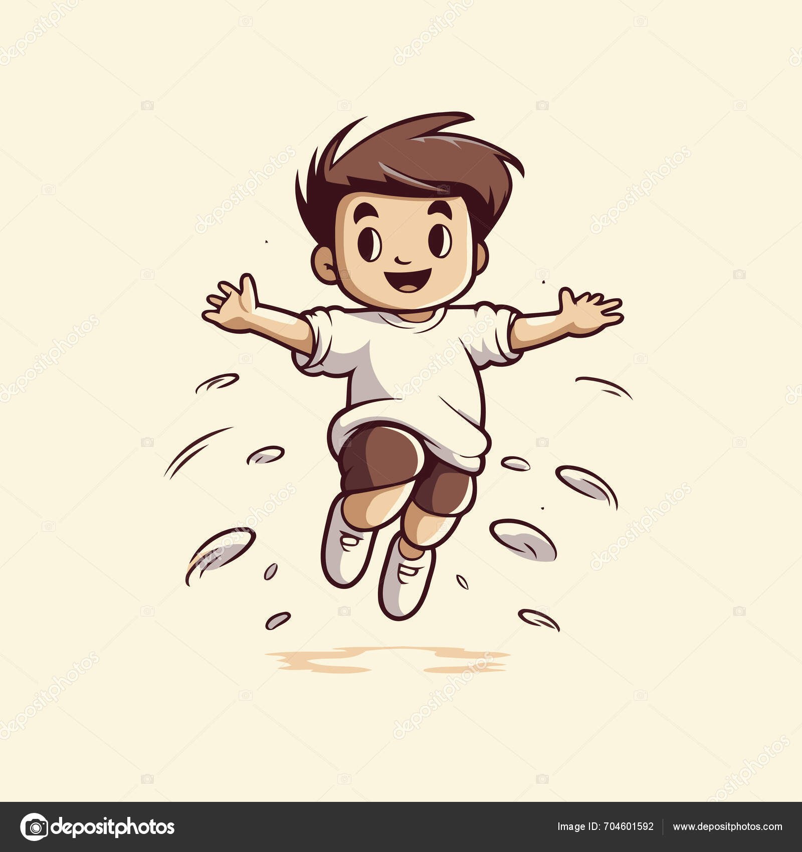 Image vectorielle Garçon Dessin Animé Qui Saute Illustration ...