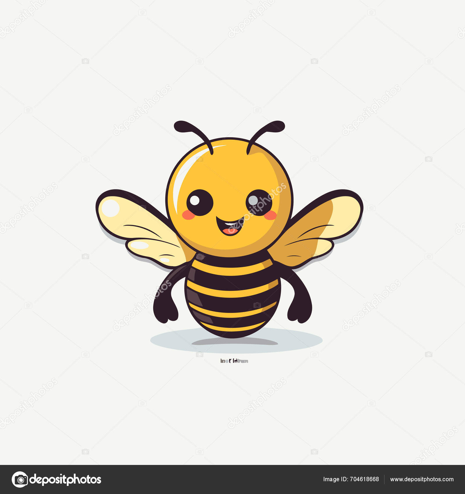 Cute Kartun Lebah Vektor Ilustrasi Terisolasi Pada Latar Belakang Putih ...