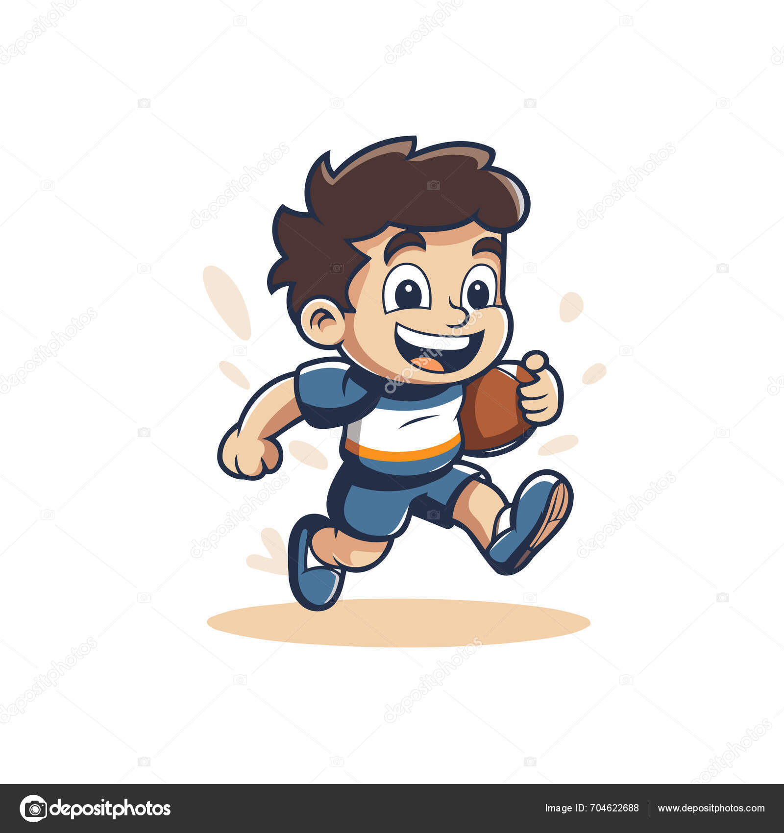 Cute Little Boy Running Cartoon Vector Illustration Isolated White ...
